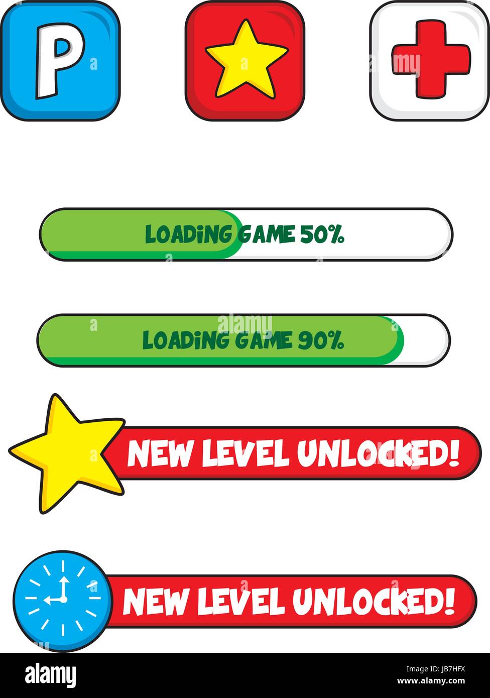 video game asset menu icon button layer vector art illustration Stock ...