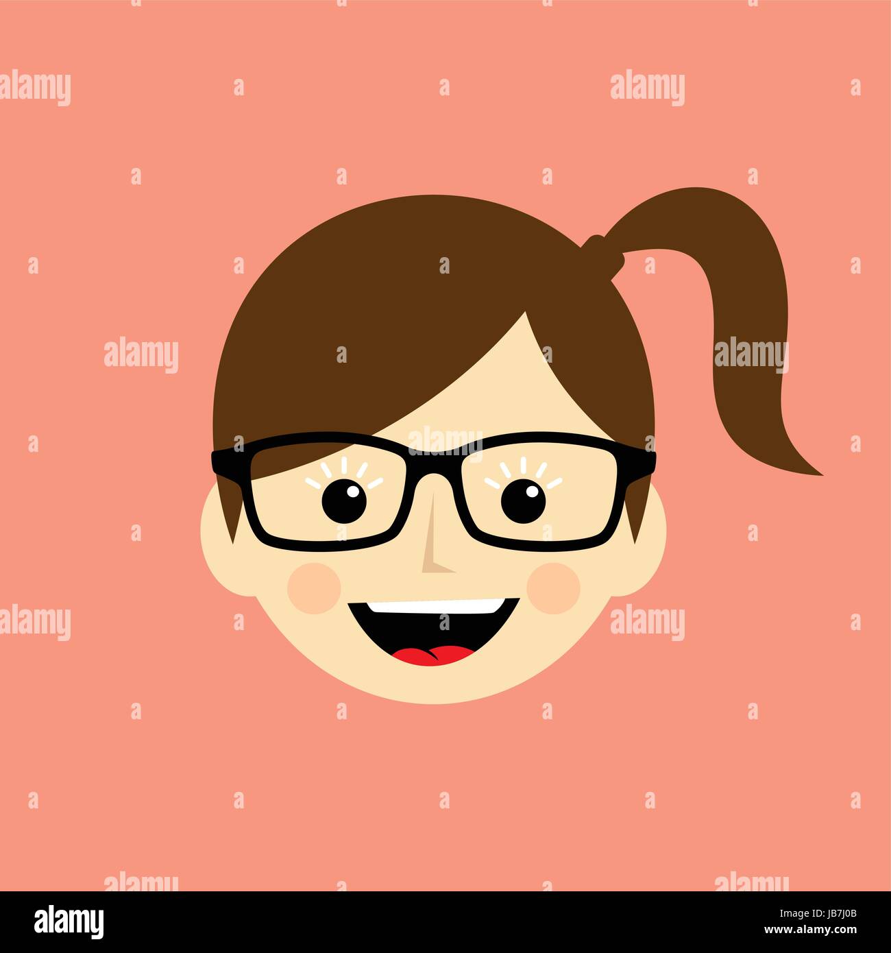 cartoon geek face expression female woman girl vector art illustration ...