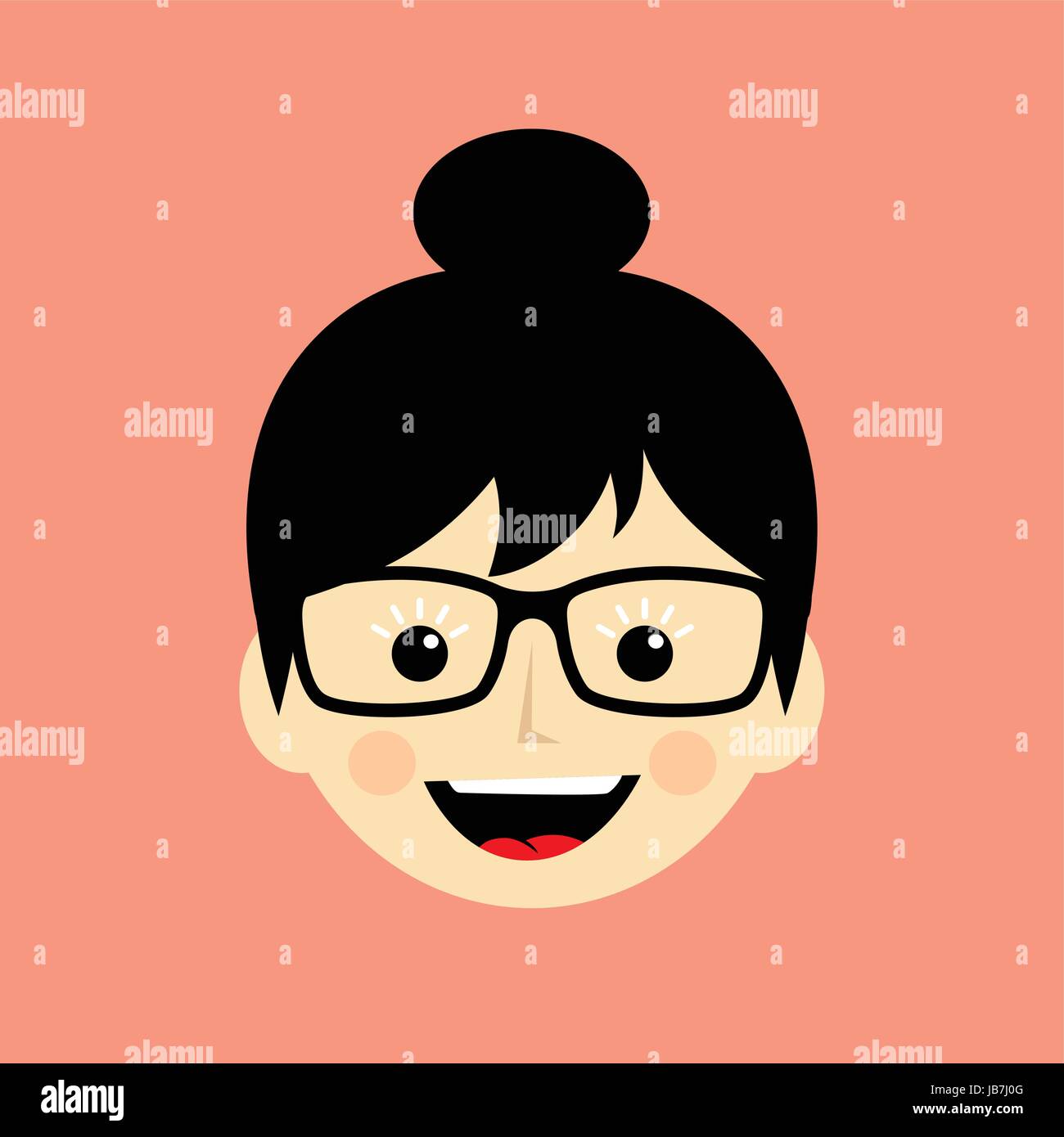 cartoon geek face expression female woman girl vector art illustration ...