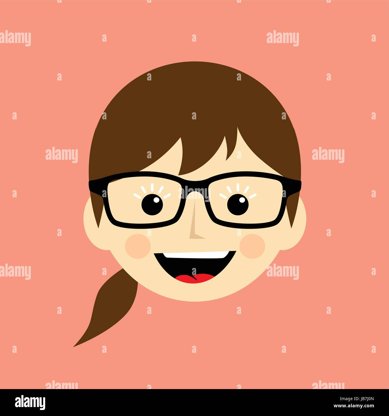 cartoon geek face expression female woman girl vector art illustration ...