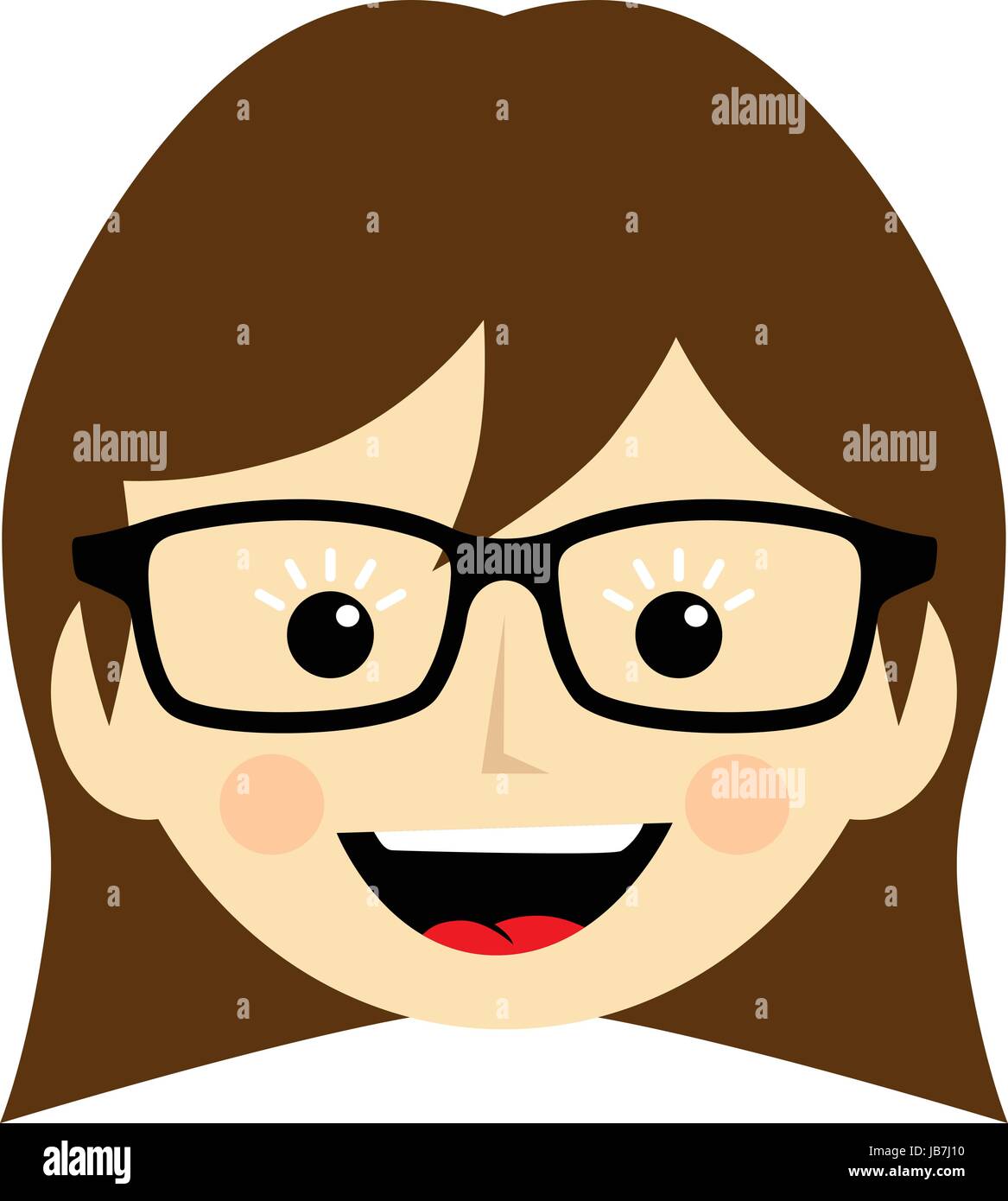 cartoon geek face expression female woman girl vector art illustration ...