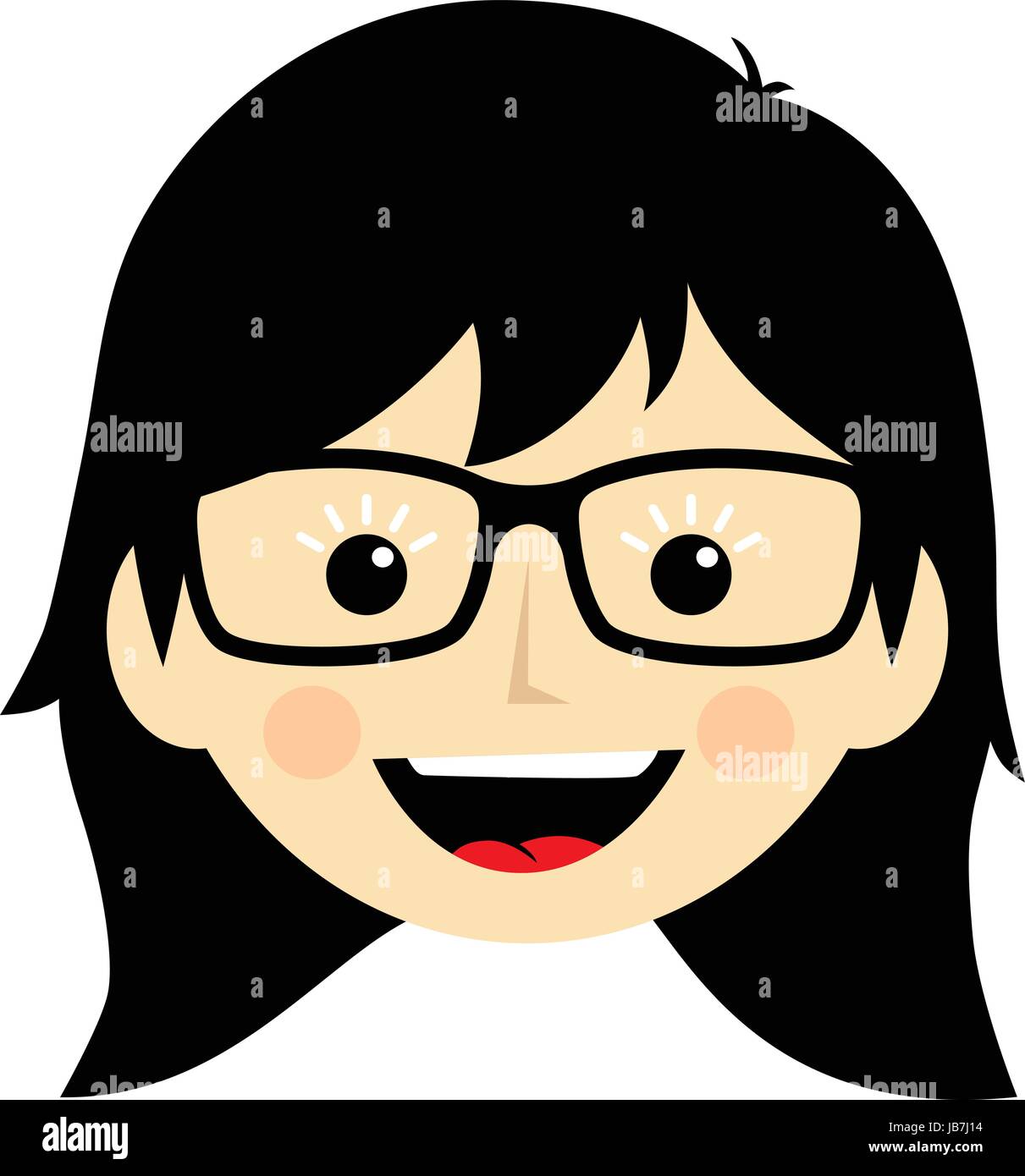 cartoon geek face expression female woman girl vector art illustration ...