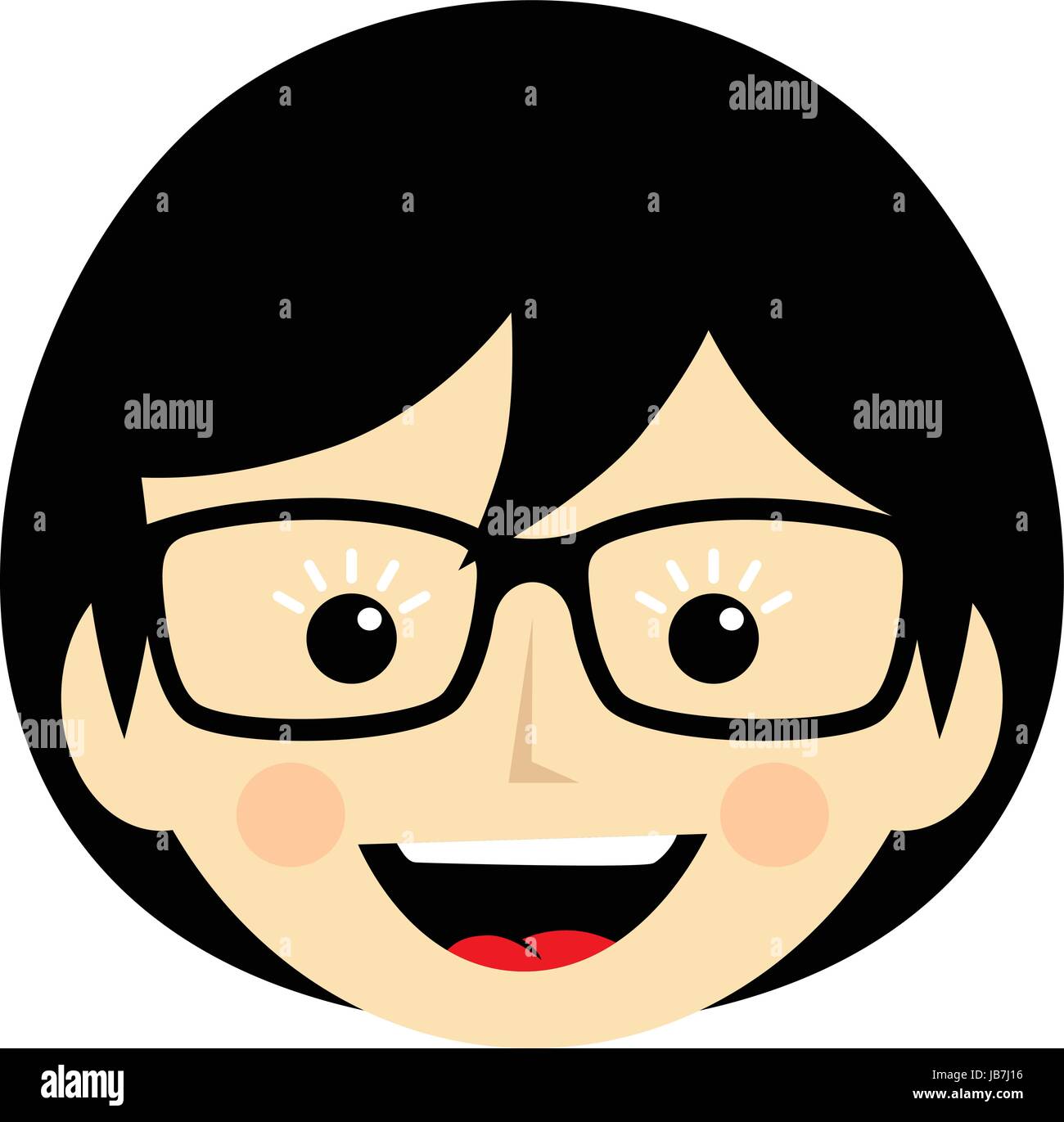 cartoon geek face expression female woman girl vector art illustration ...