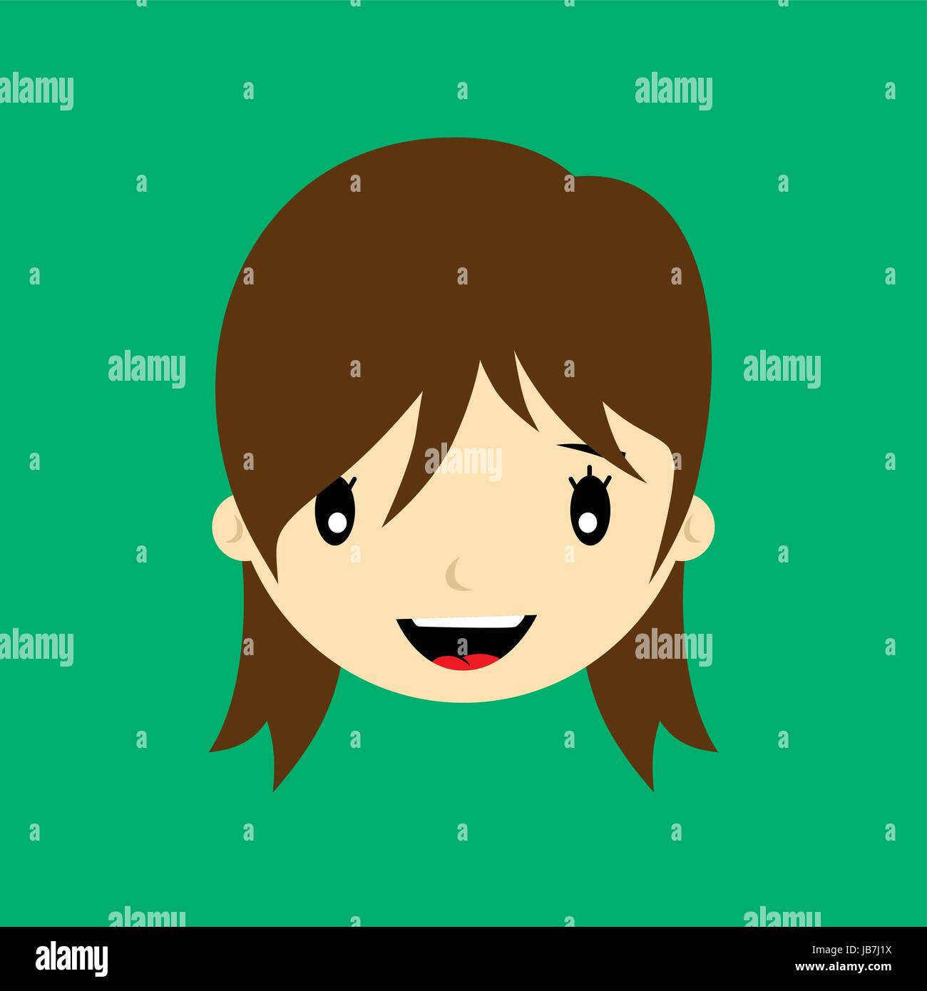 cartoon face expression female woman girl vector art illustration Stock ...