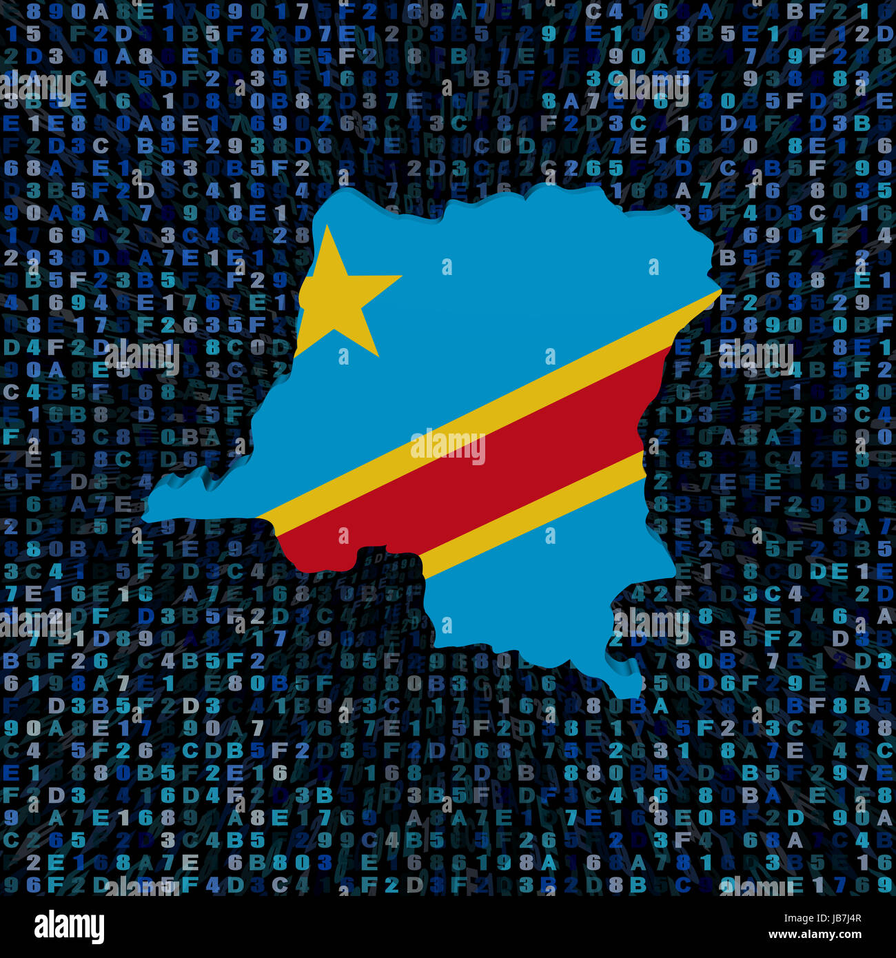 Democratic Republic of Congo map flag on hex code illustration Stock ...