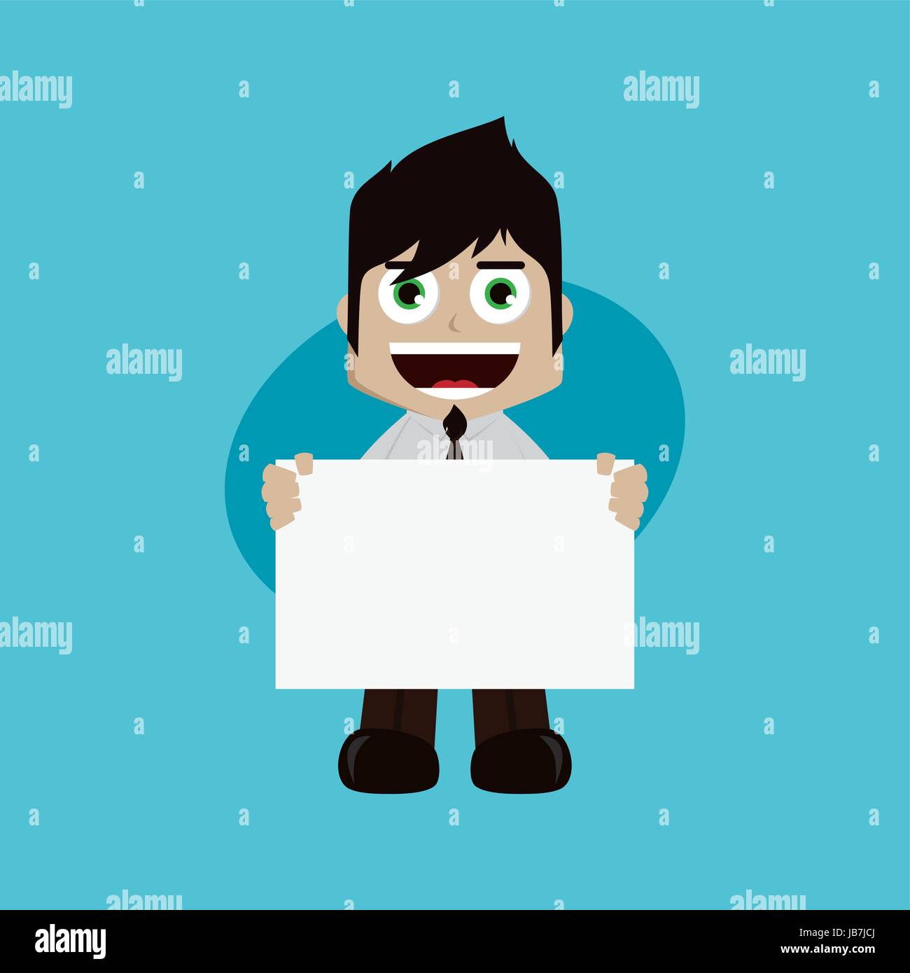 businessman manager at work holding blank sign cartoon vector art ...