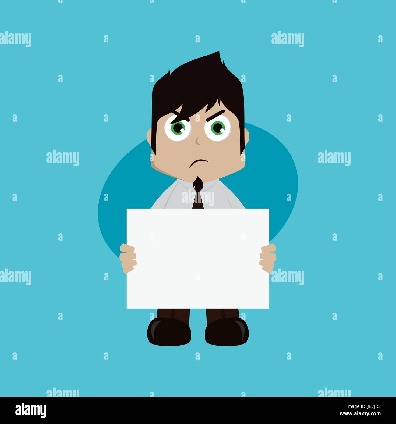 businessman manager at work holding blank sign cartoon vector art ...