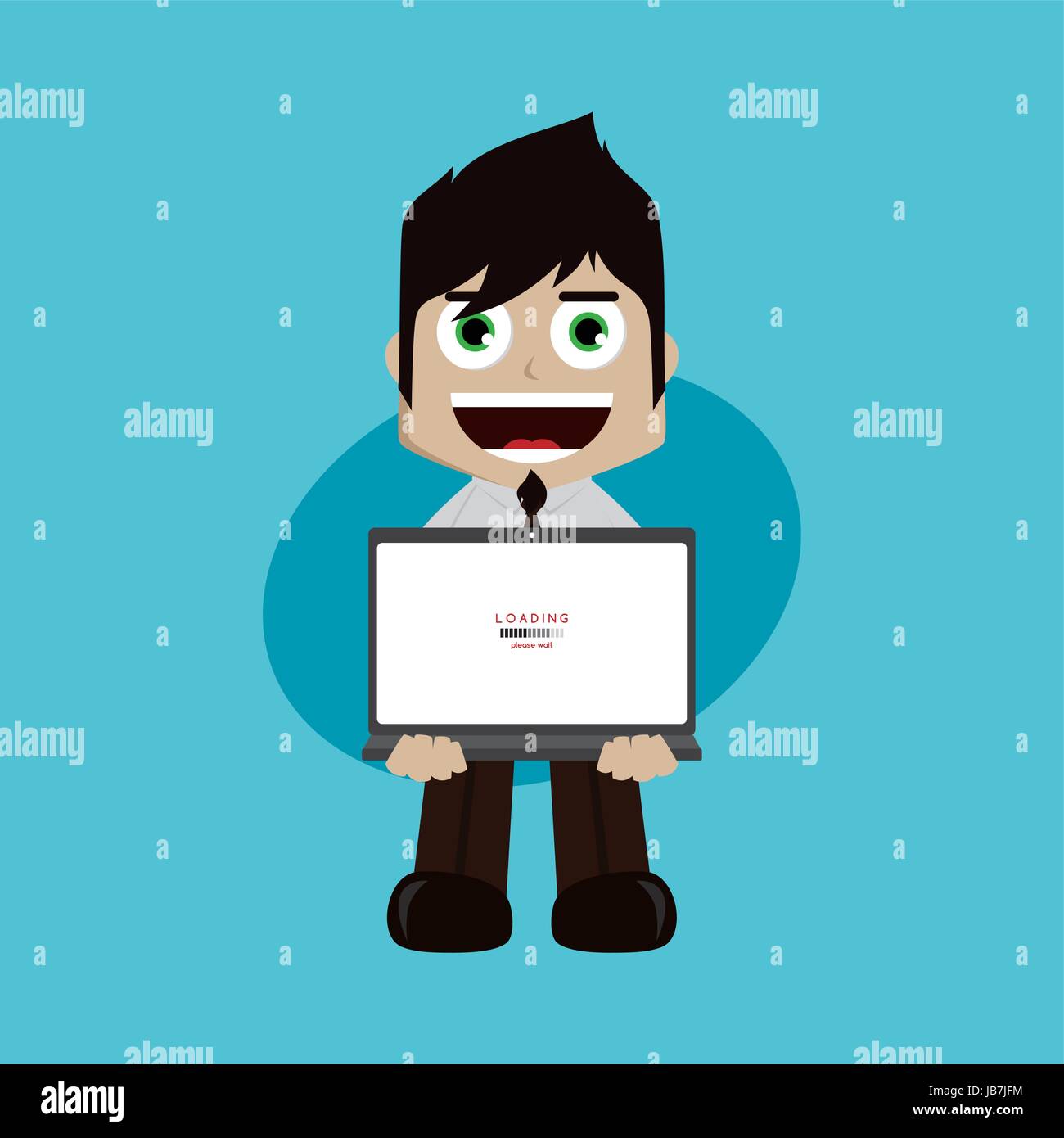 businessman manager at work holding laptop cartoon vector art ...