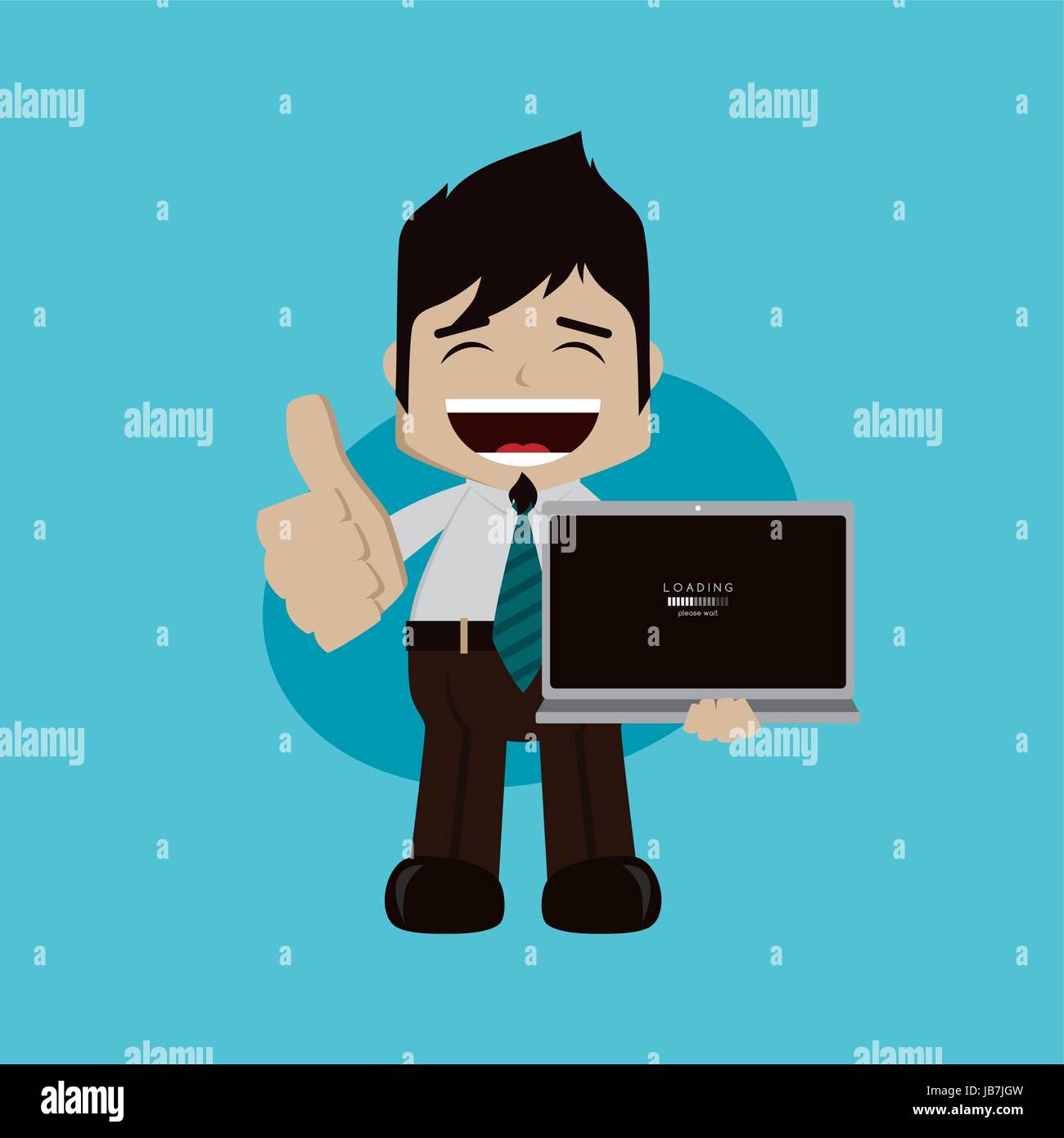 businessman manager at work holding laptop cartoon vector art ...