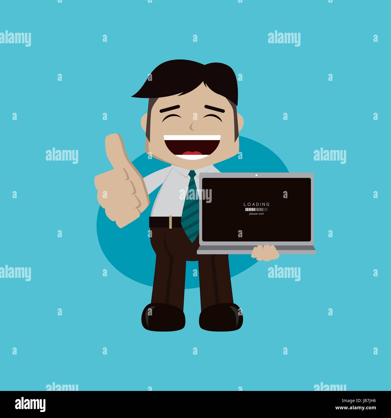 businessman manager at work holding laptop cartoon vector art ...