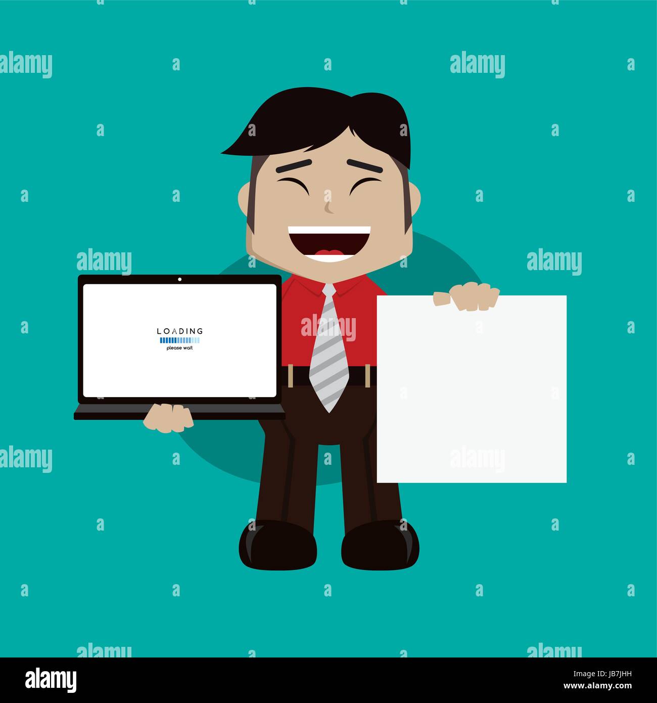 businessman manager at work holding laptop cartoon vector art ...