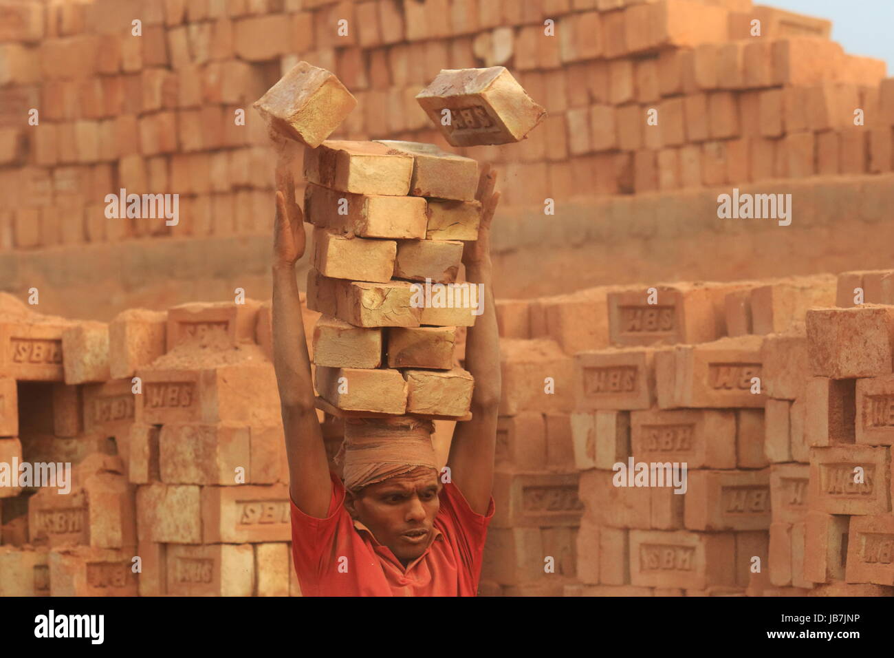A laborer works at brickfield at Khulna, Bangladesh Stock Photo - Alamy