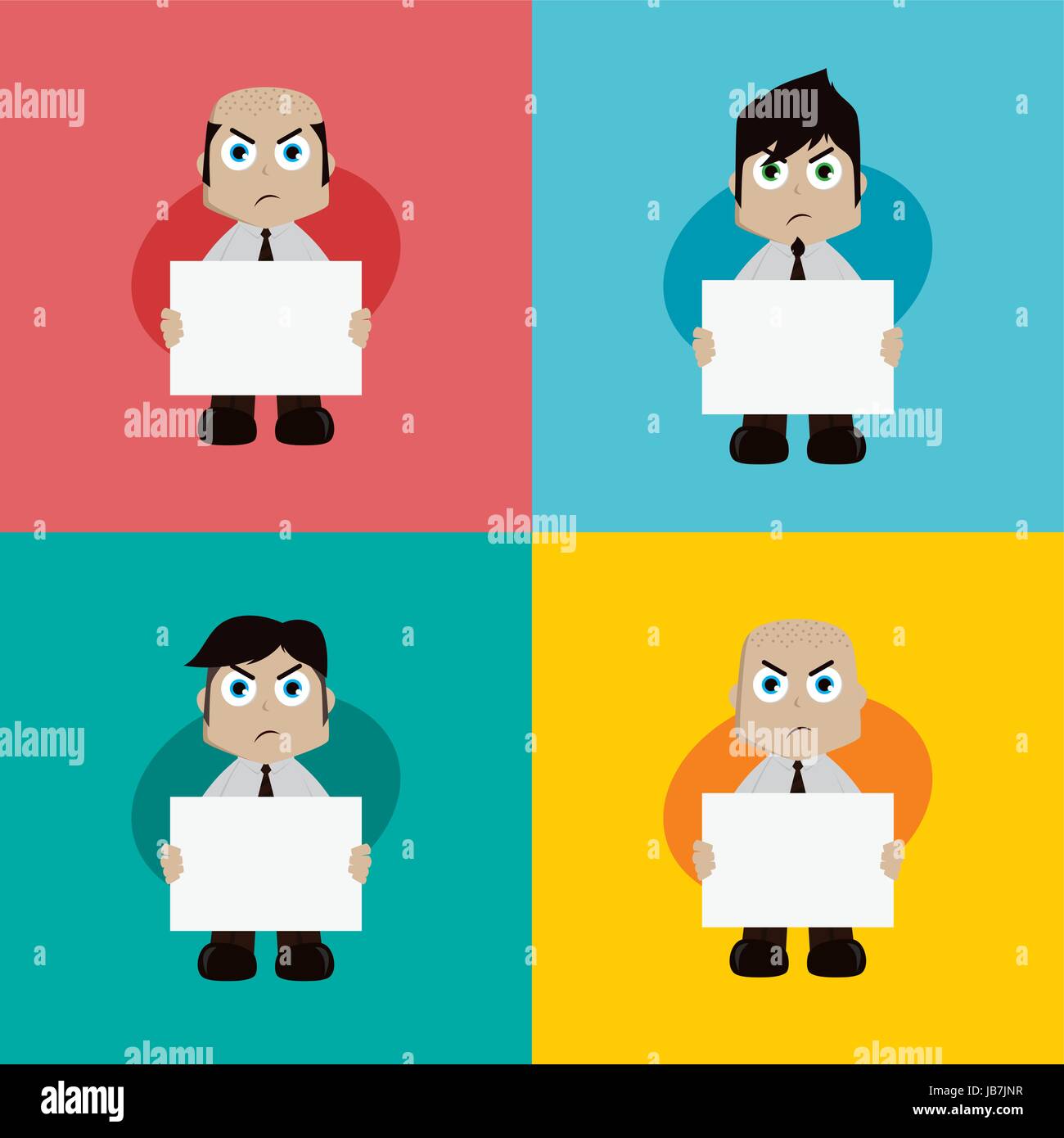 businessman manager at work holding blank sign cartoon vector art ...