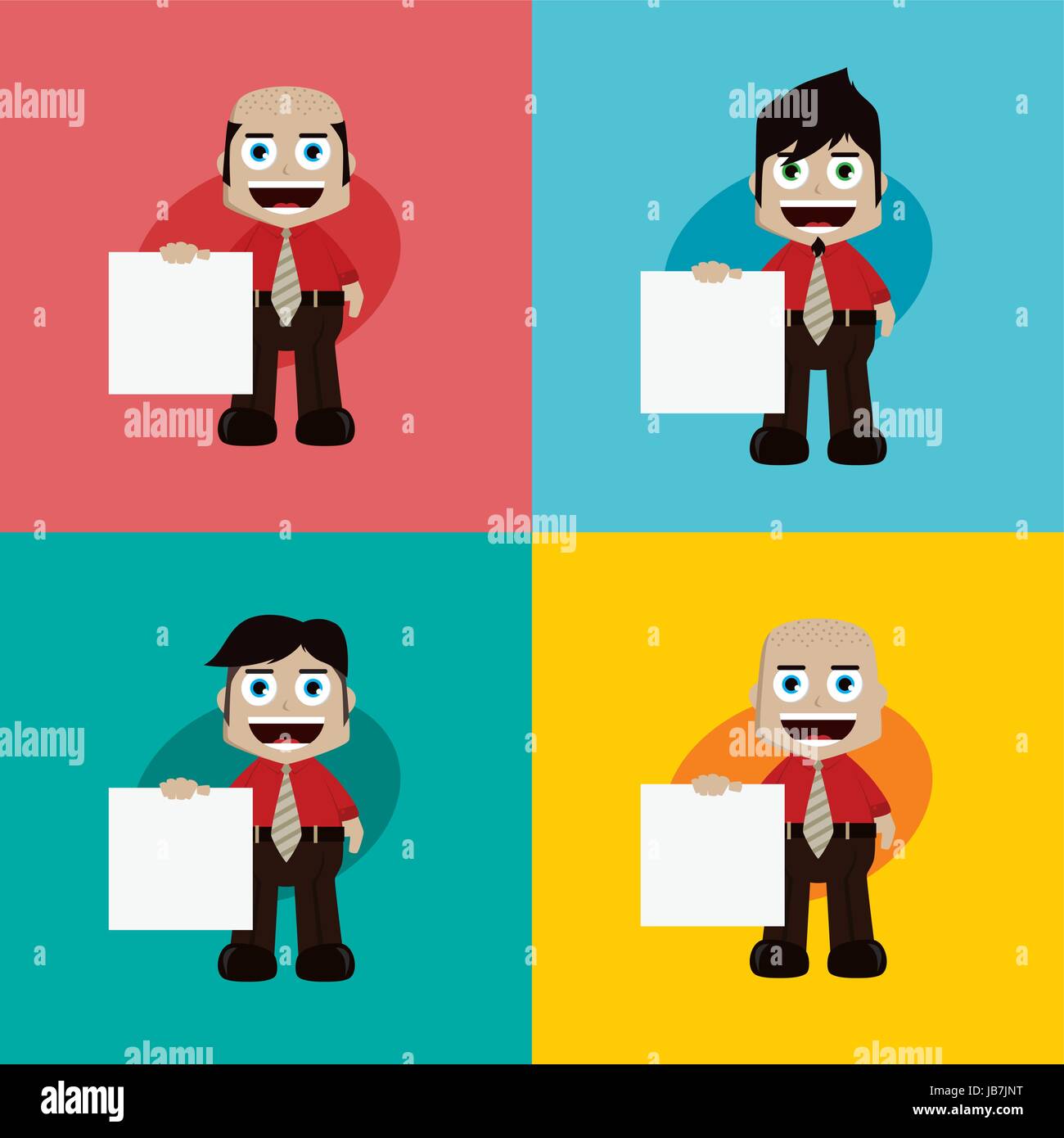 businessman manager at work holding blank sign cartoon vector art ...