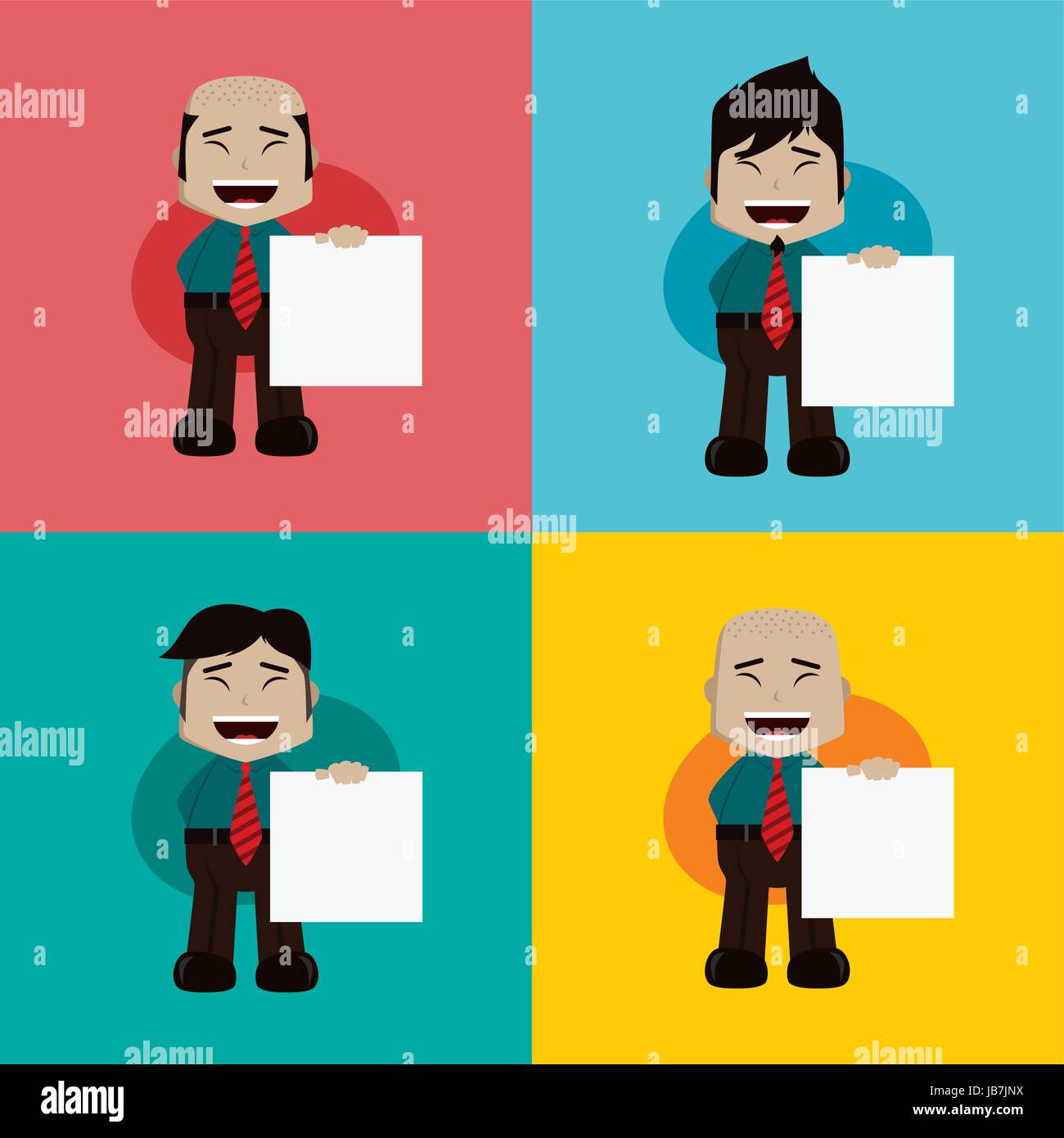 businessman manager at work holding blank sign cartoon vector art ...