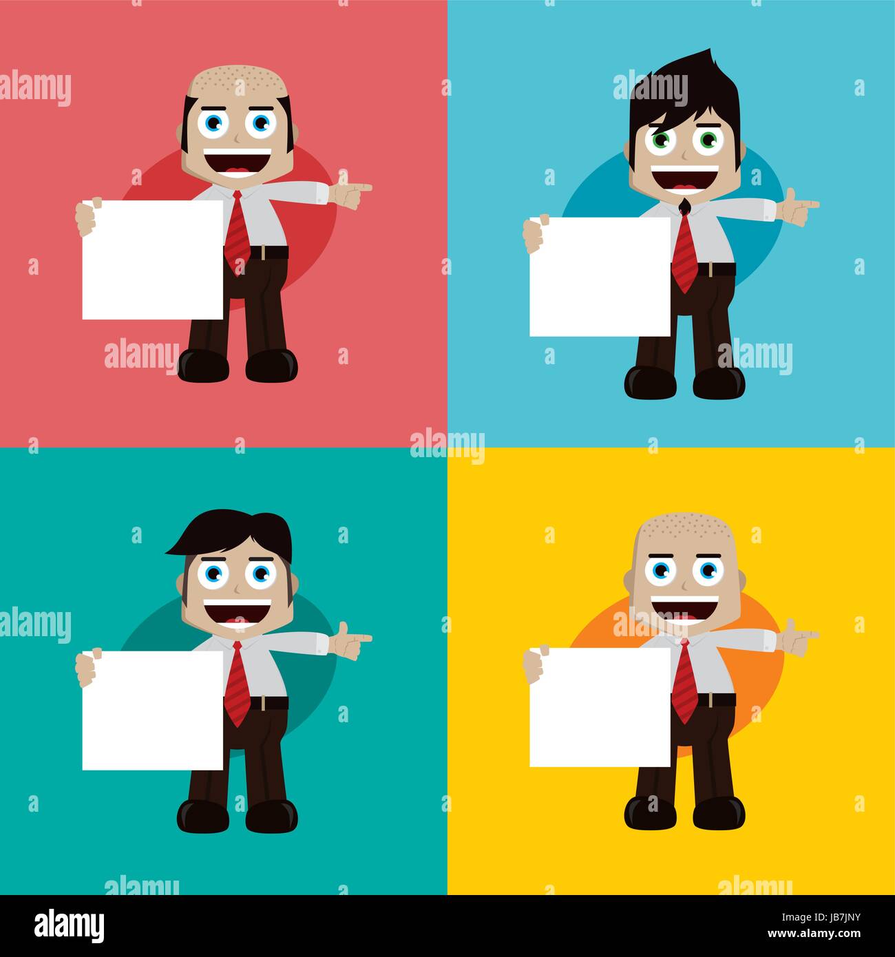 businessman manager at work holding blank sign cartoon vector art ...