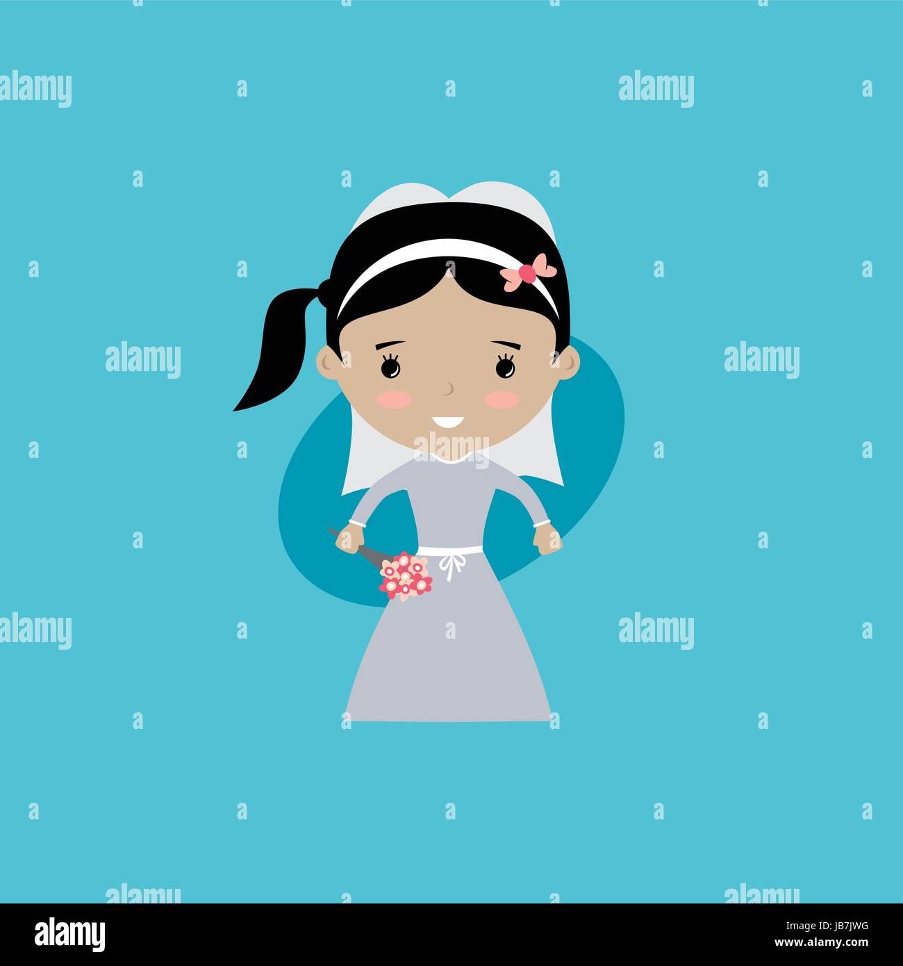 adorable bride lovely marriage cartoon theme vector art Stock Vector ...