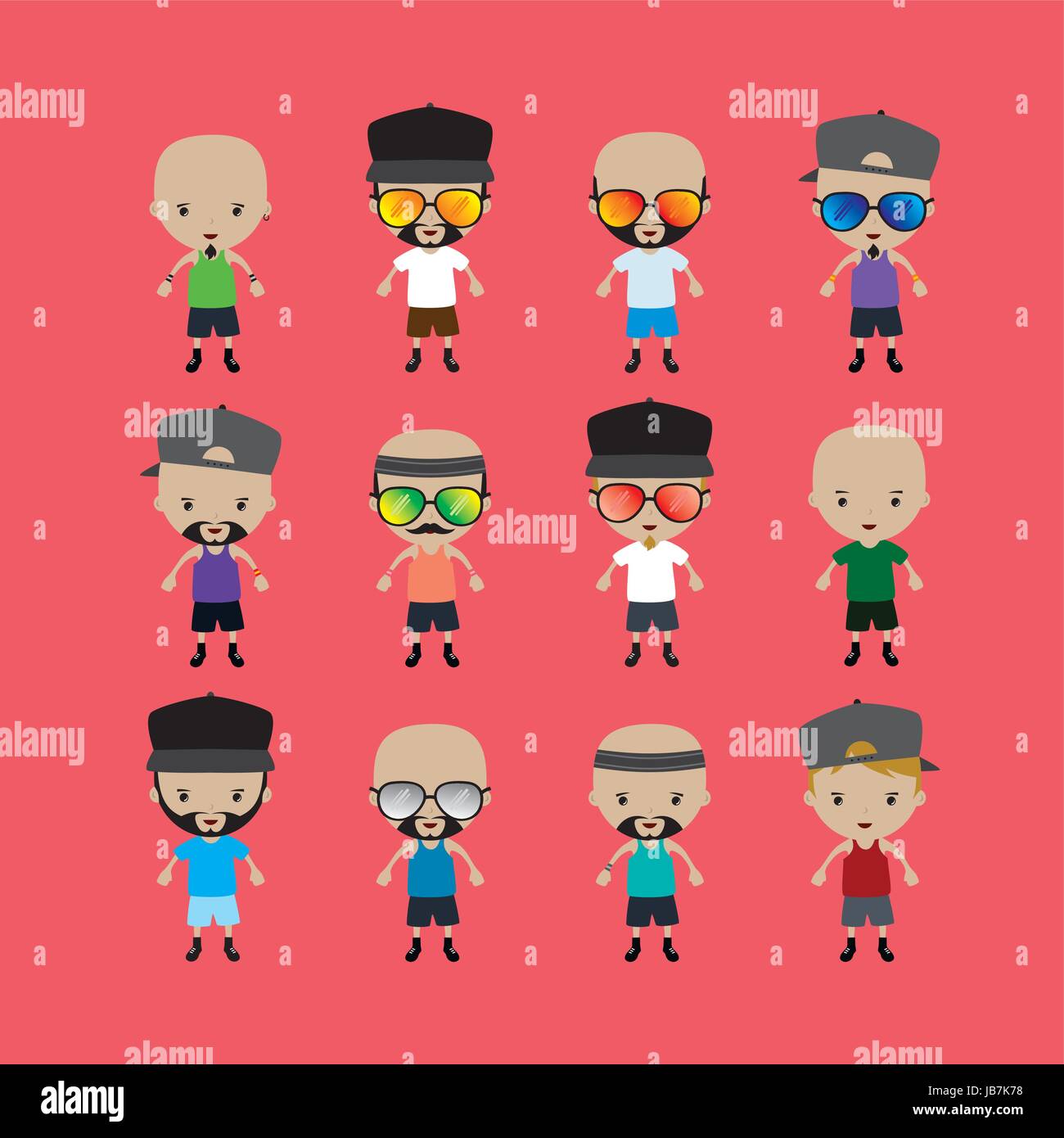funny flat casual cartoon guy in color vector art illustration Stock ...