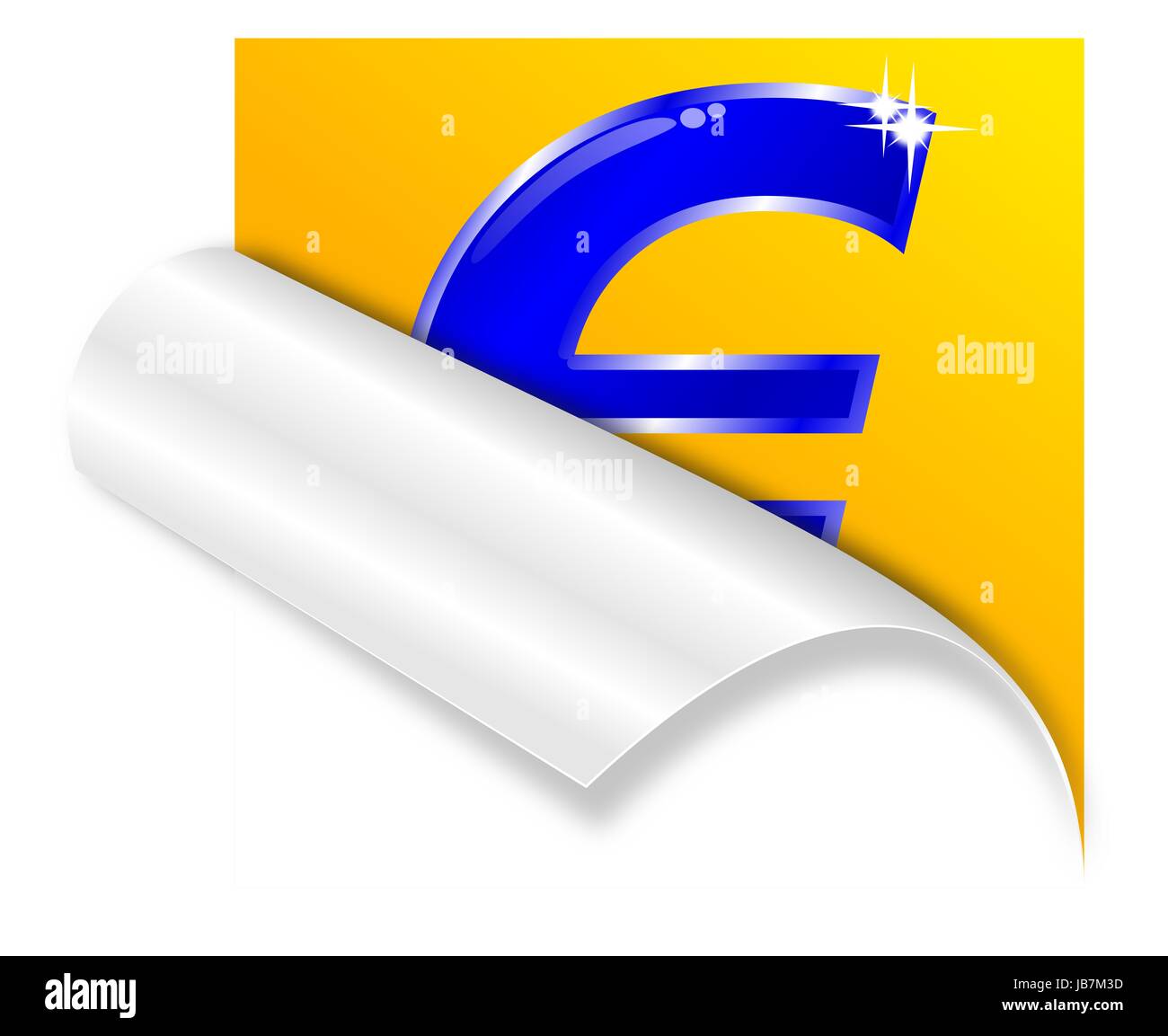 Bent paper corner with the sign "euro" - illustrace Stock Photo - Alamy