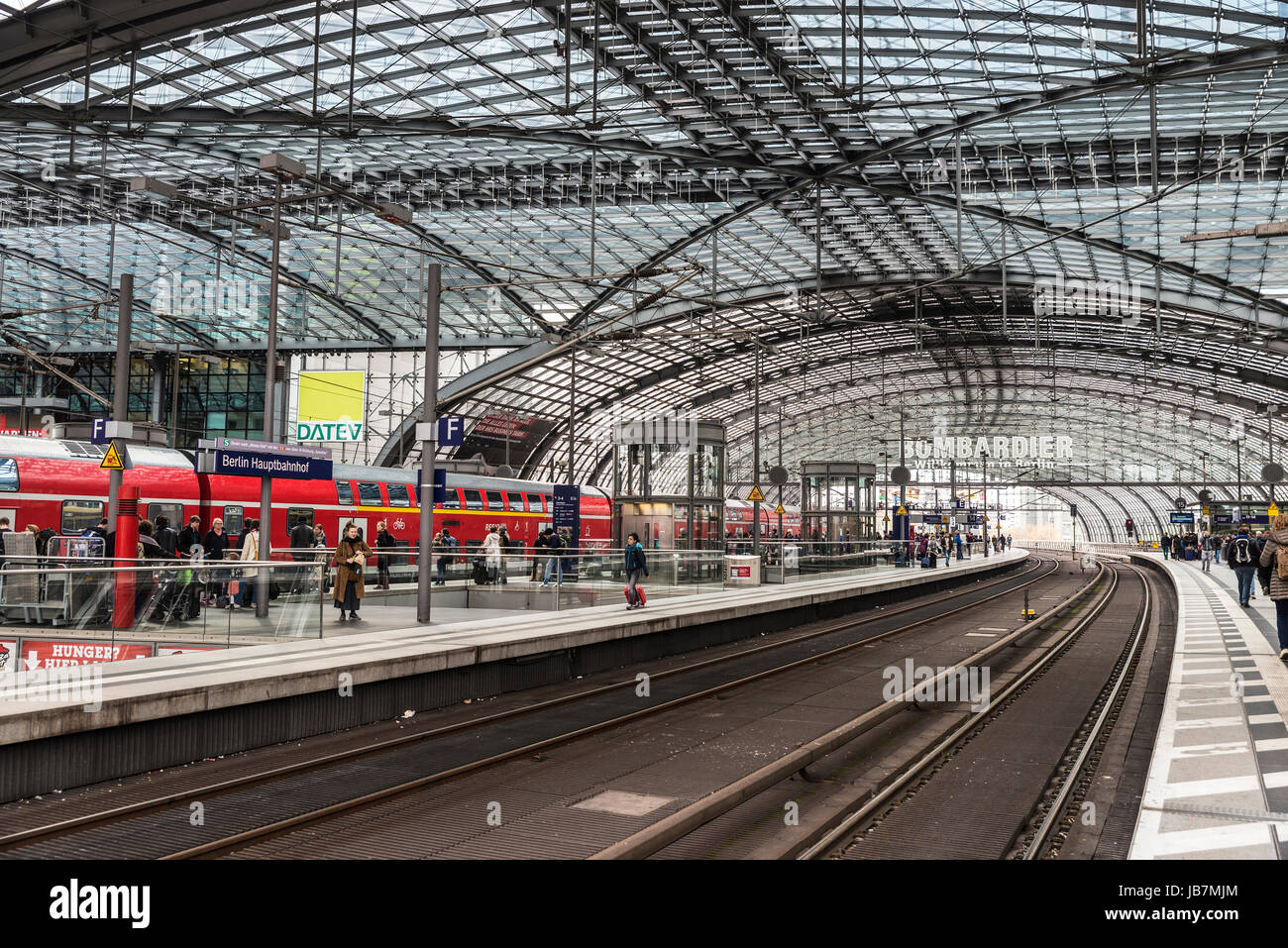 Berlin, Germany - April 12, 2017: Passengers waiting a train in Berlin ...