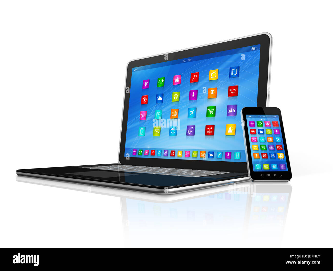 3D Smartphone and Laptop isolated on white with clipping path Stock ...