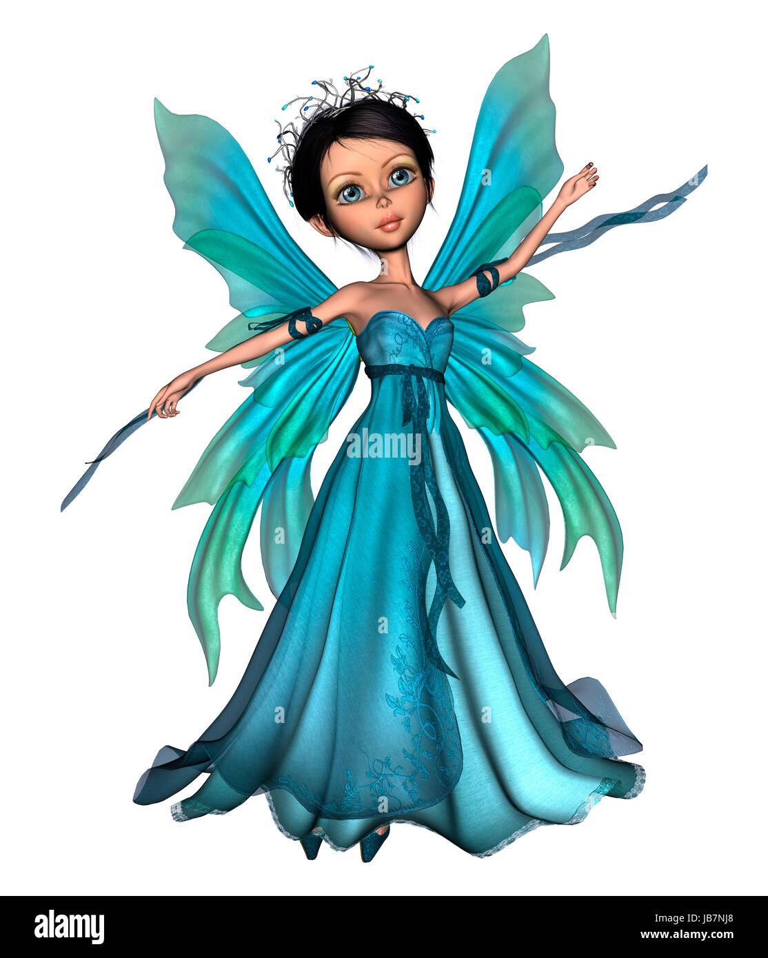 3D digital render of a beautiful flying little fairy butterfly isolated ...