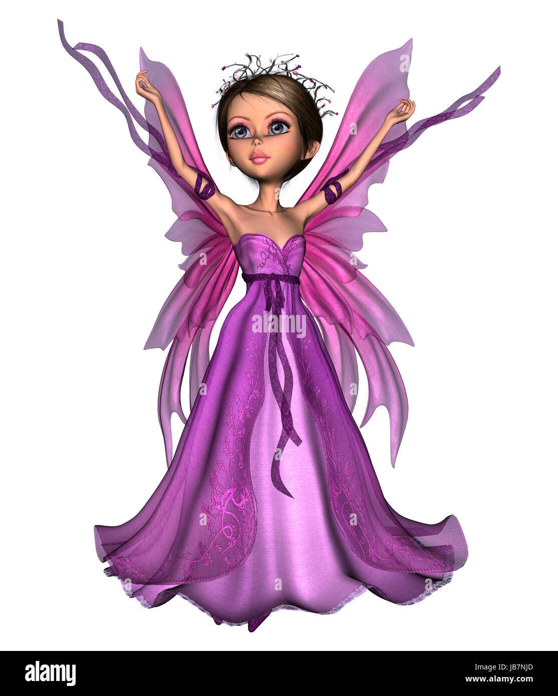 3D digital render of a beautiful flying little fairy butterfly isolated ...
