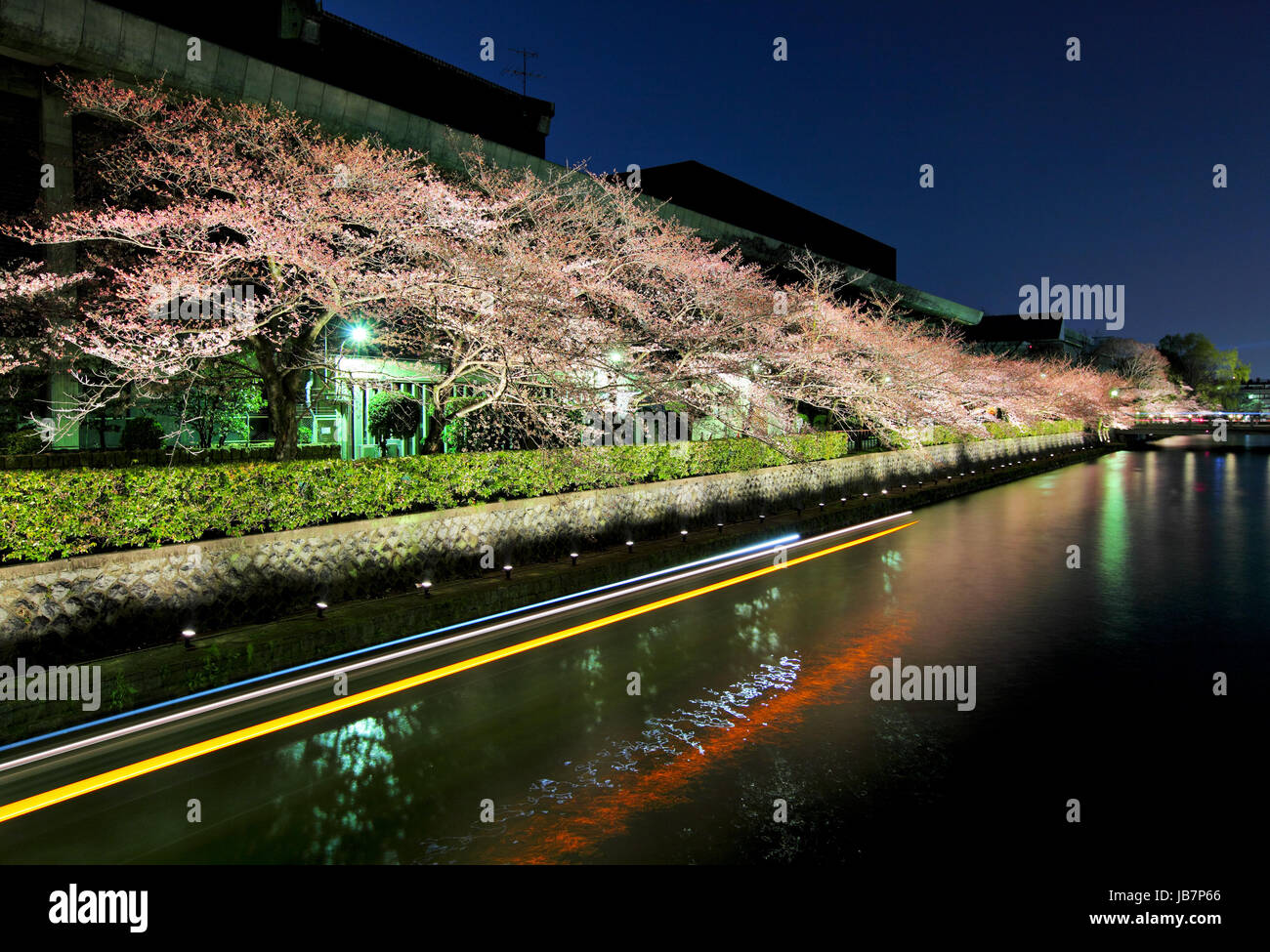 Biwa lake canal with sakura tree besides Stock Photo - Alamy