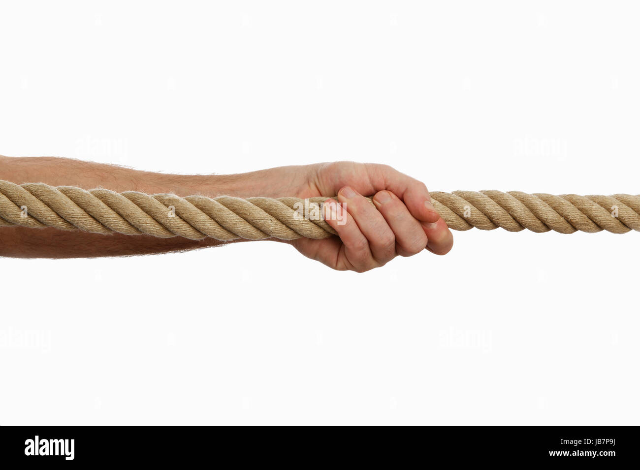 man pulling a rope Stock Photo - Alamy