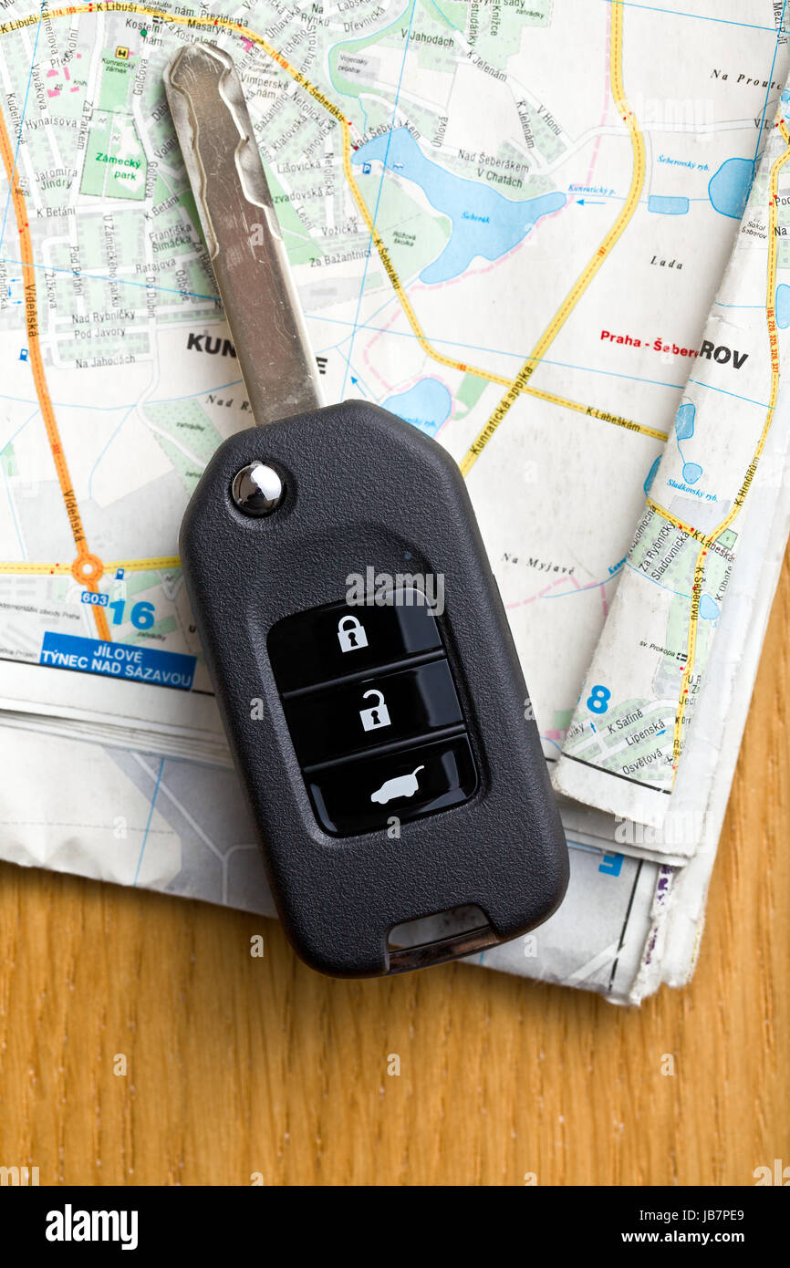 the car key with map Stock Photo - Alamy