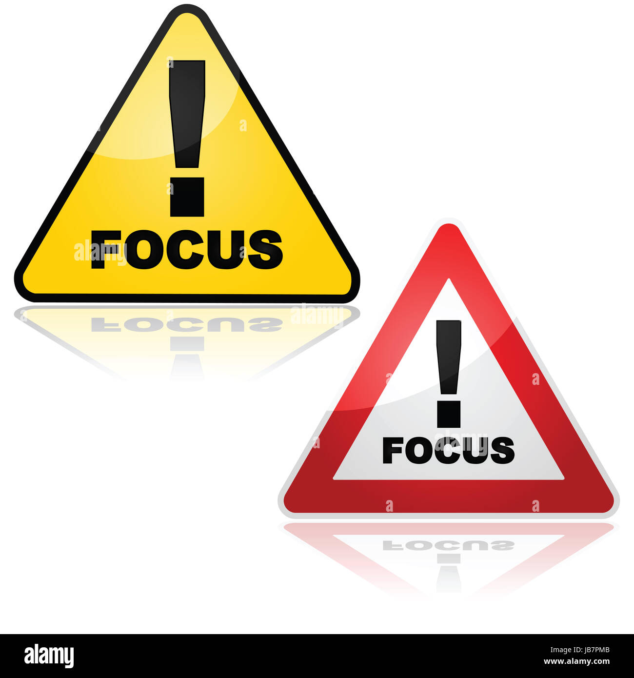 Concept illustration showing a sign warning the person to focus Stock ...
