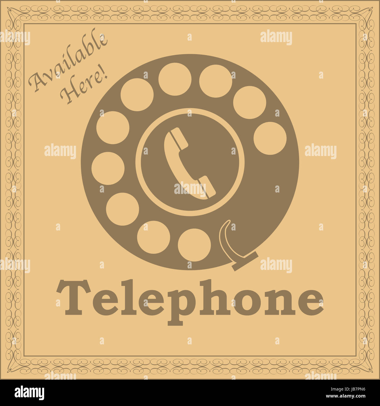 Concept illustration showing a rotary phone dial in retro style Stock ...
