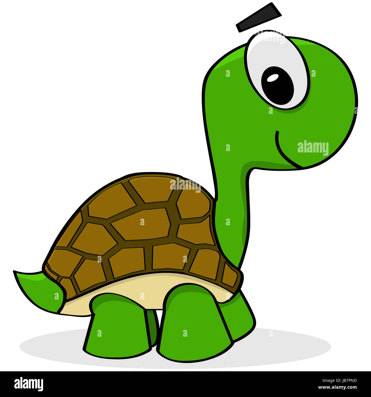 Cartoon illustration showing a happy green and brown turtle walking ...