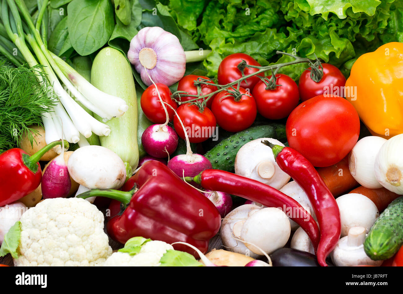 Background of fresh vegetables and greens closeup Stock Photo - Alamy