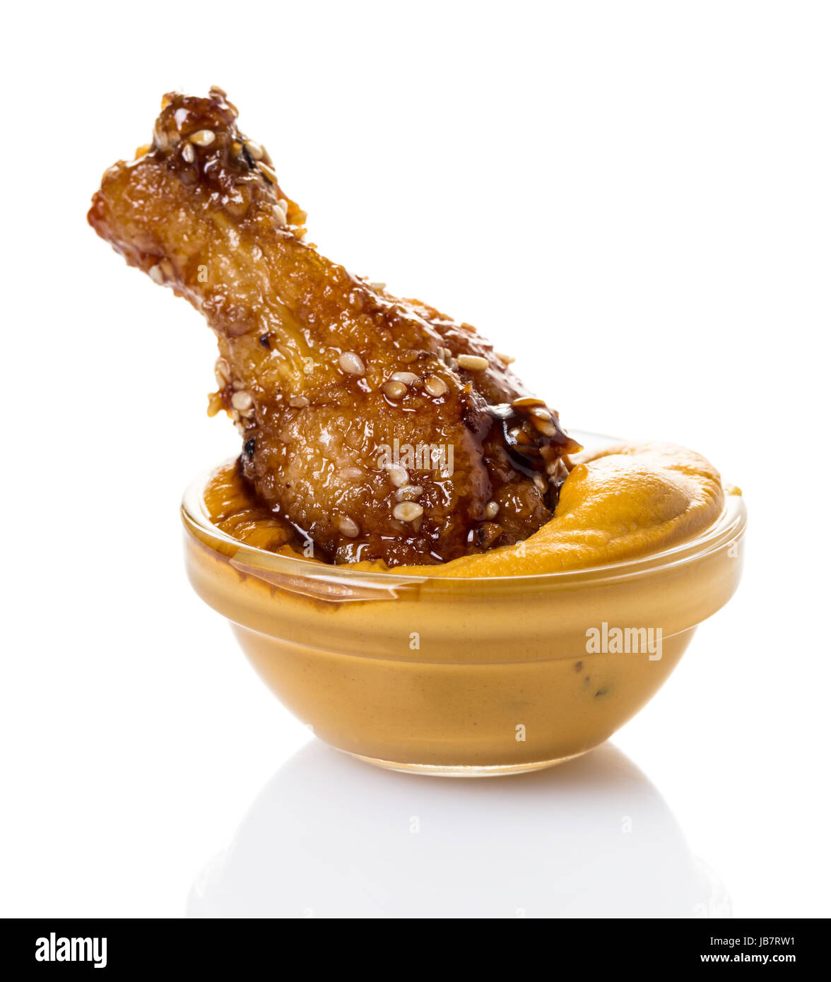 Fried chicken wings in sauce on white isolated background Stock Photo ...