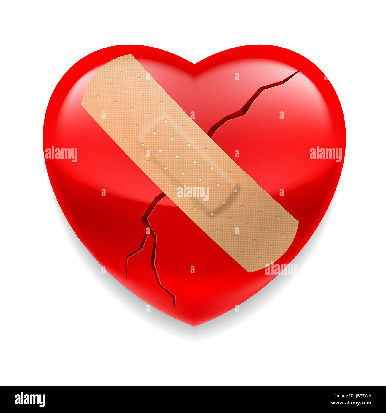 Shiny red cracked heart with plaster on white background Stock Photo ...