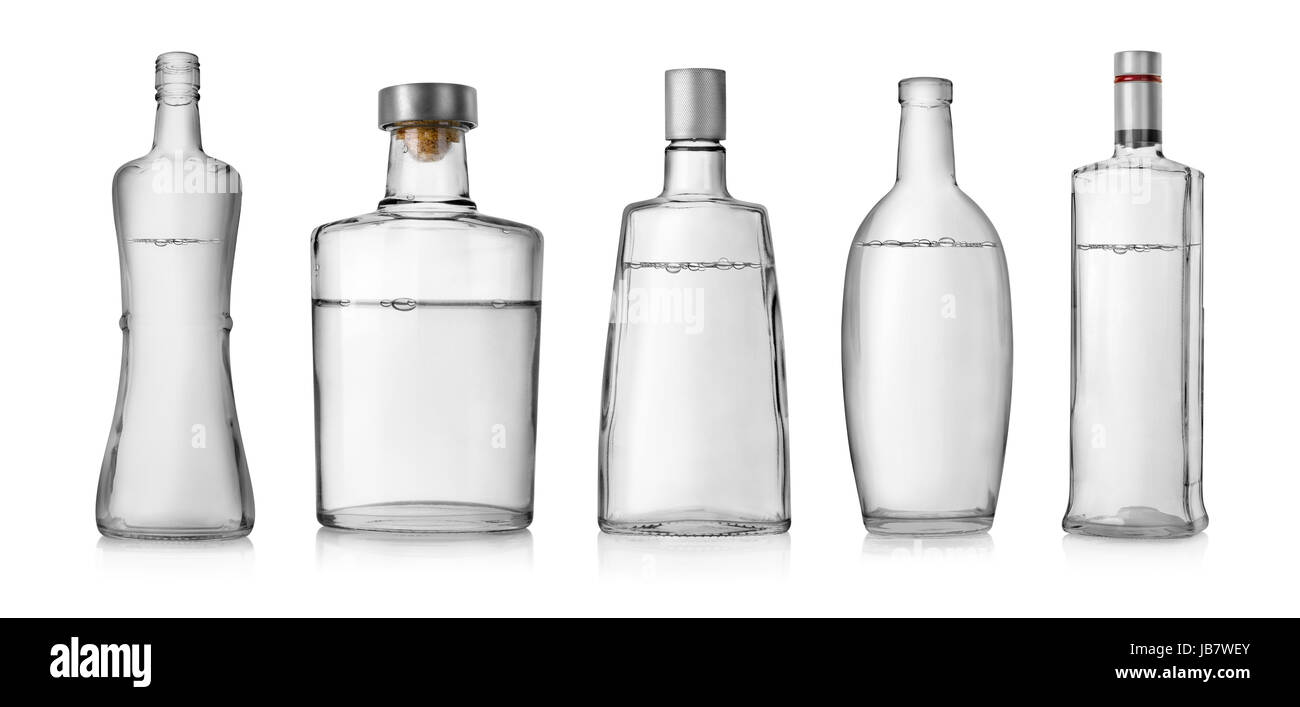 Collage of bottles of vodka isolated on a white background Stock Photo ...