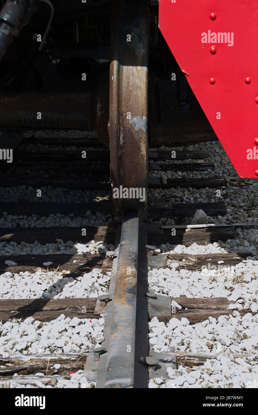 close up of a train wheel on the train track Stock Photo - Alamy