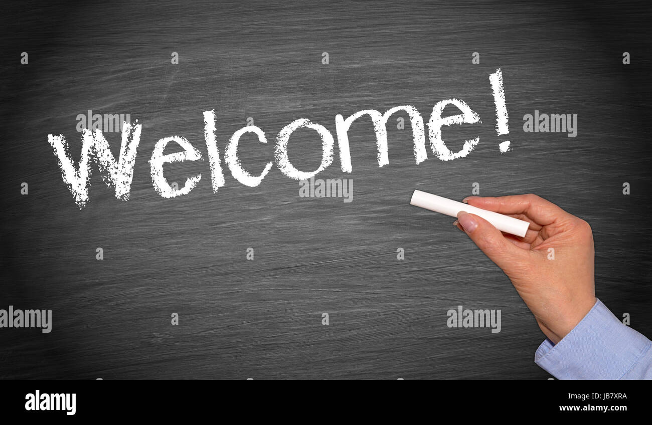 Blackboard handwritten welcome message hi-res stock photography and ...