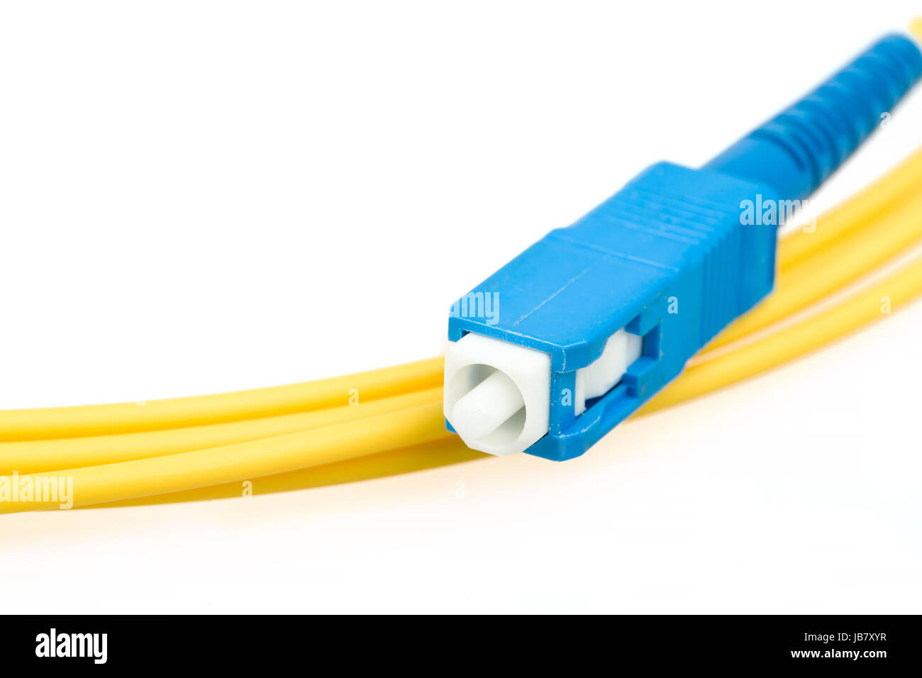 blue fiber optic SC connector patchcord on white background Stock Photo ...