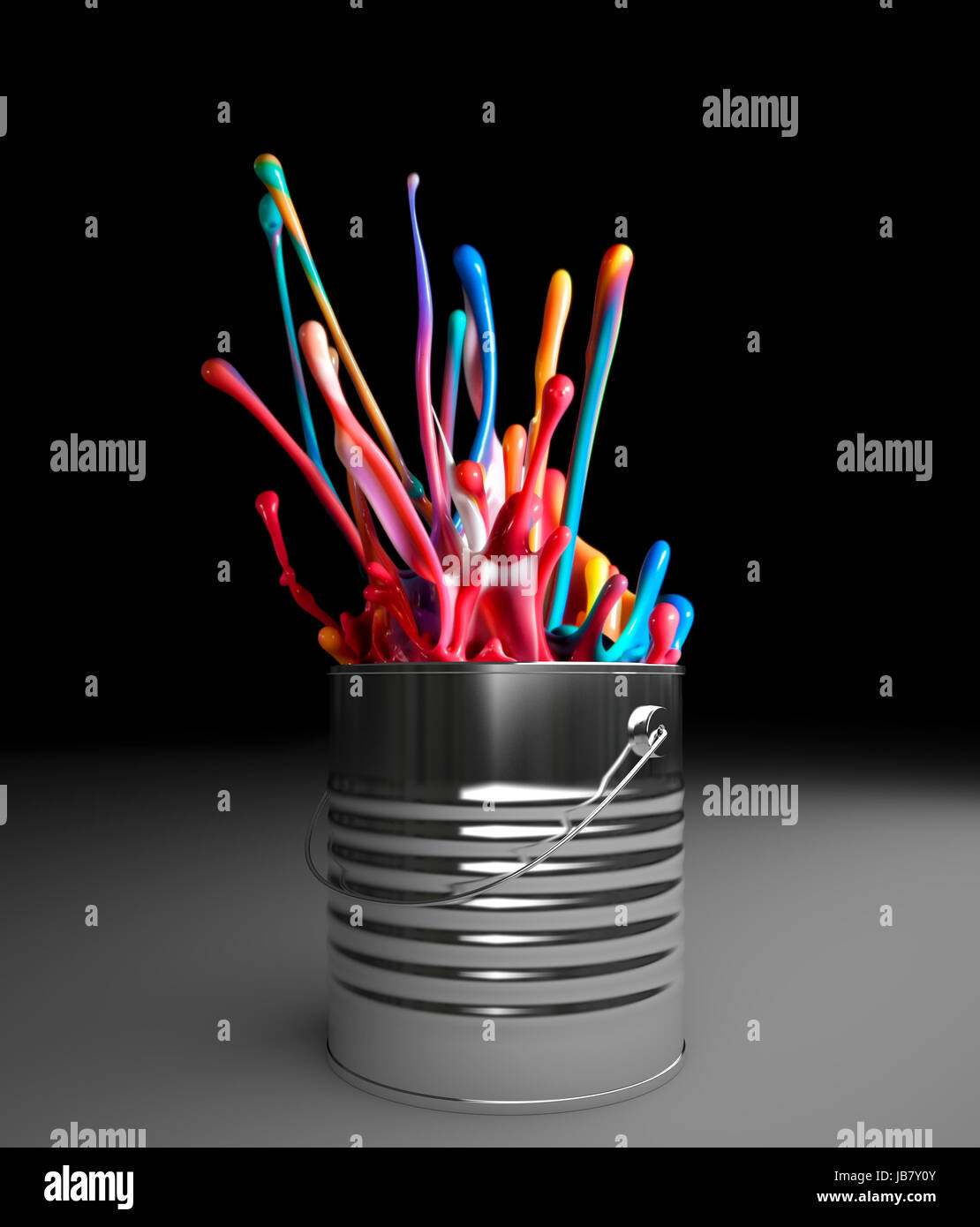 colours explosion from metal paint can Stock Photo - Alamy