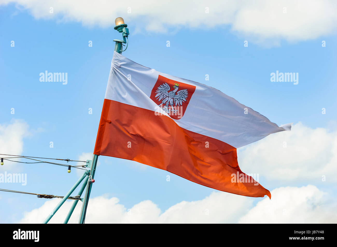 Red And White Flag With Eagle