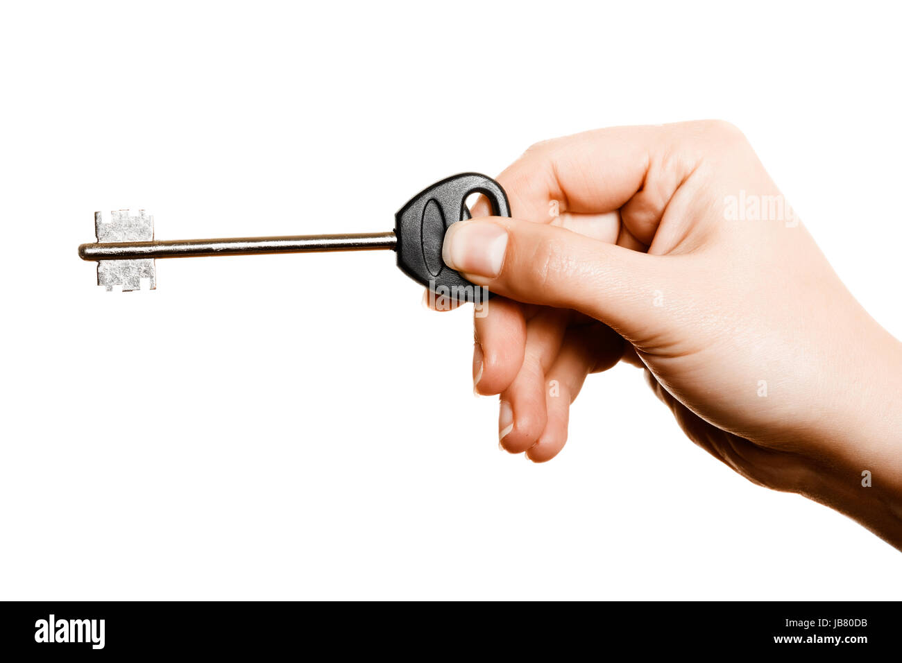 hand with key on white background. isolated Stock Photo - Alamy
