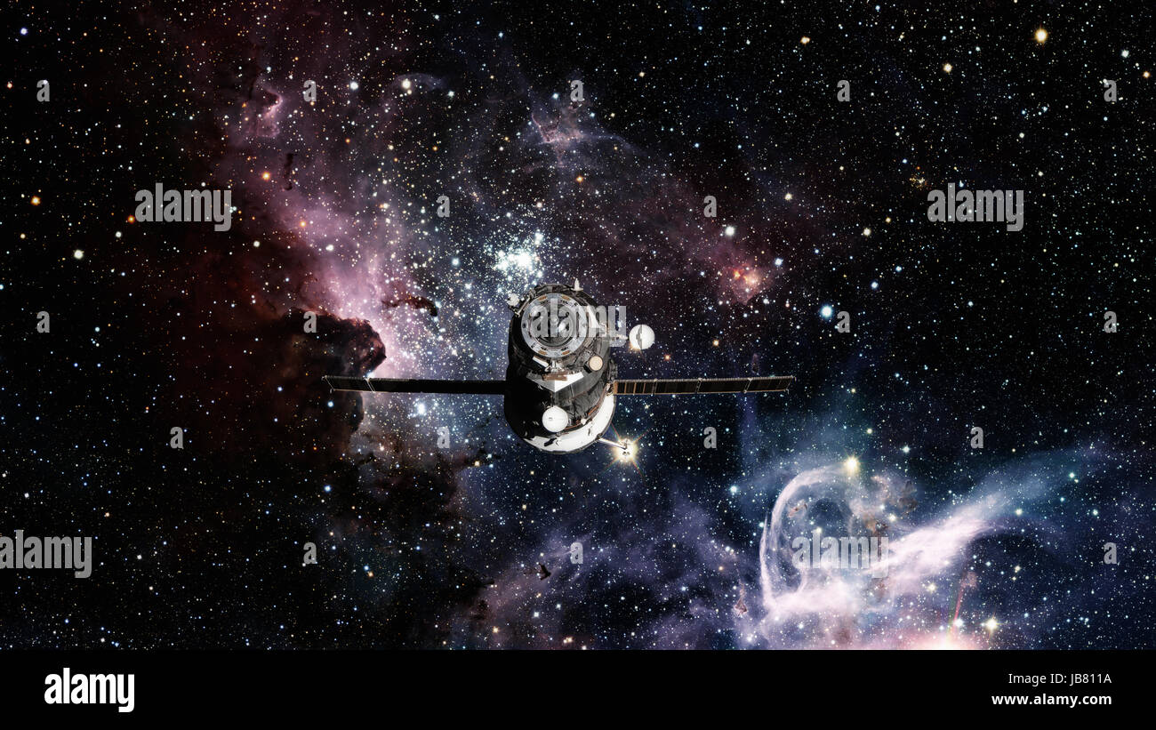 Spacecraft Progress orbiting the space. Elements of this image ...