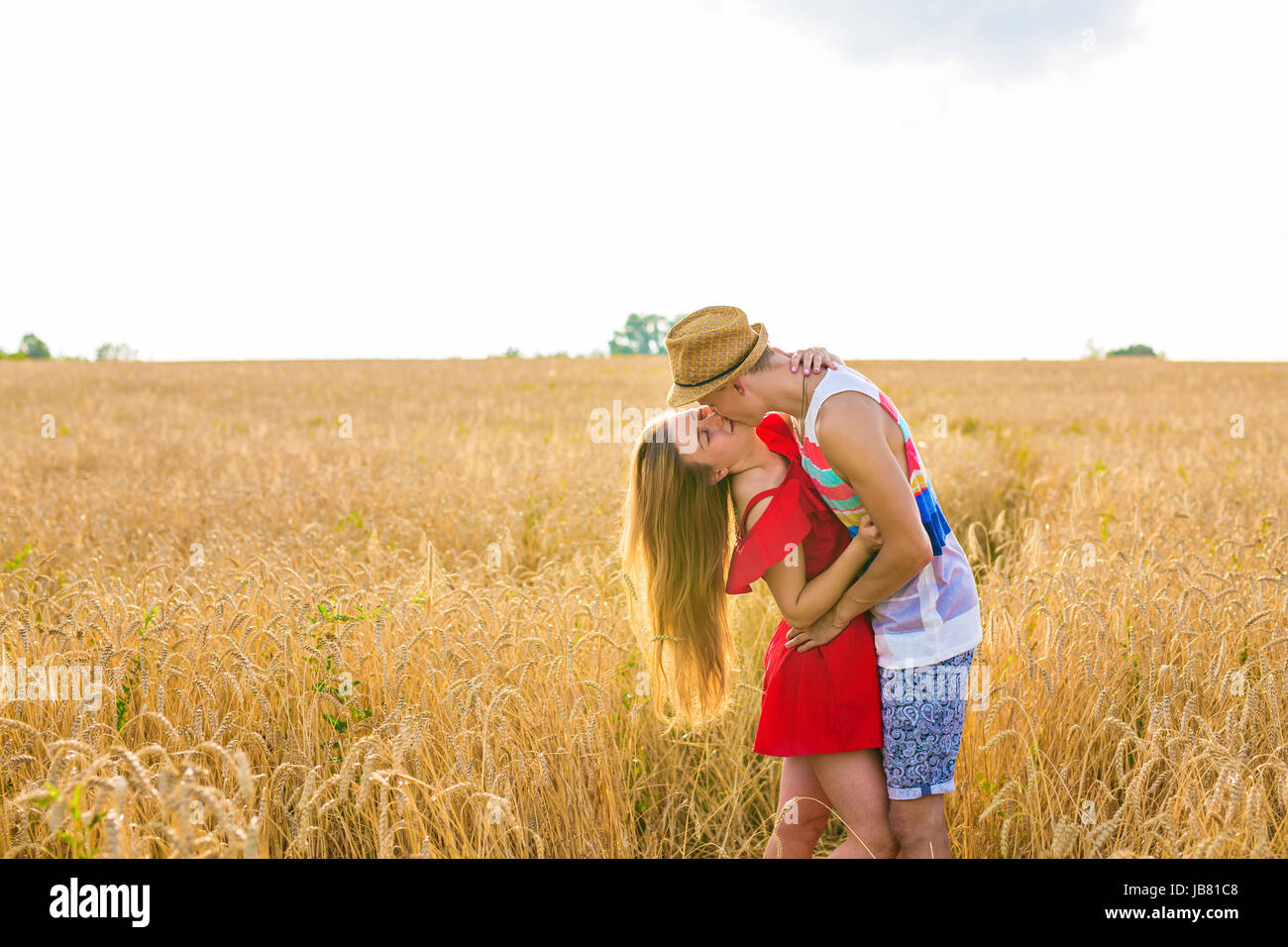 Happy romantic couple outdoor, summertime Stock Photo - Alamy