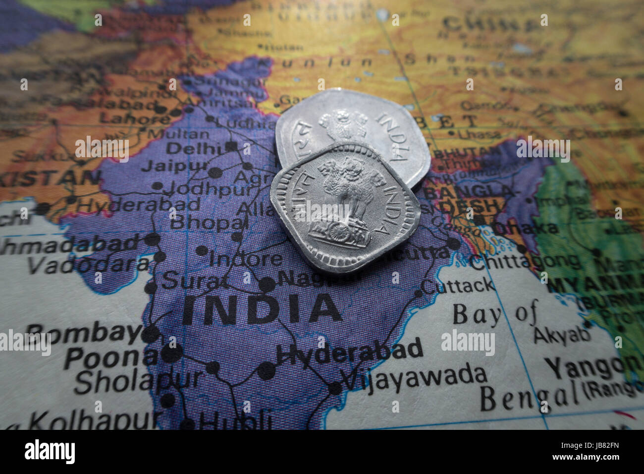 Indian rupee coins hi-res stock photography and images - Alamy