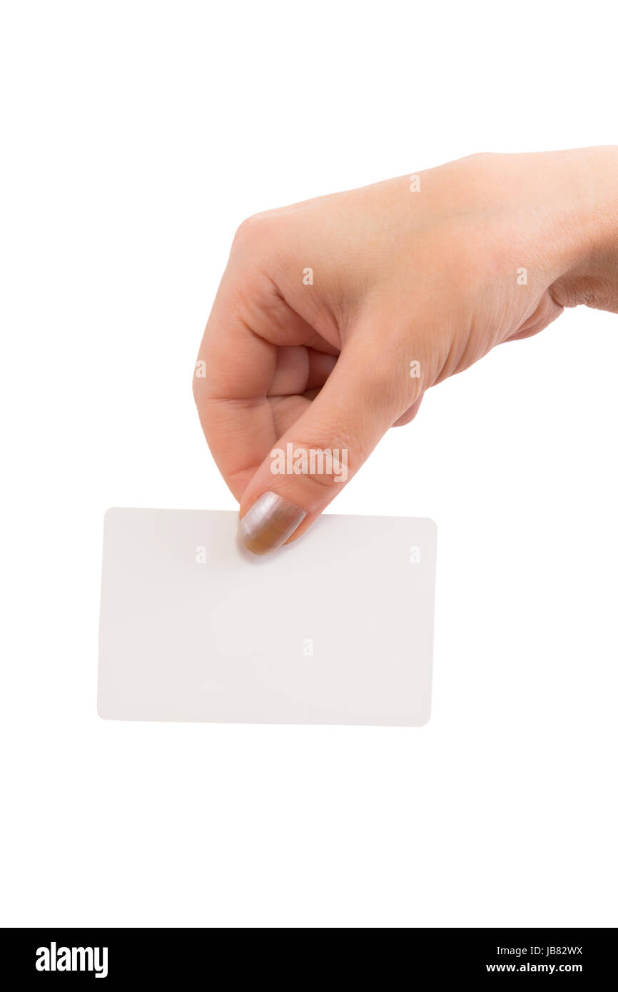 The hand holding a business card isolated Stock Photo - Alamy