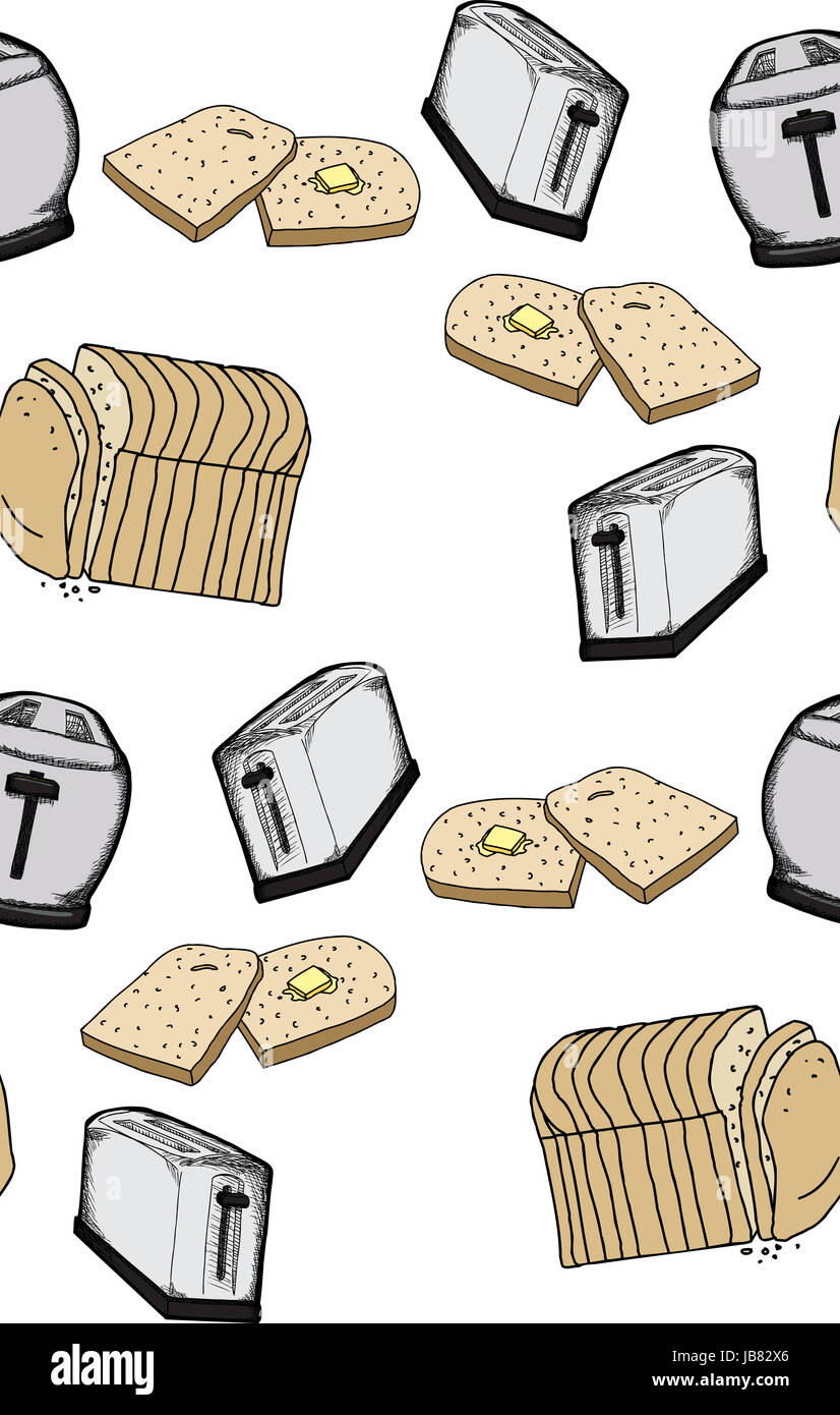 Seamless background wallpaper pattern of toast and toasters Stock Photo ...