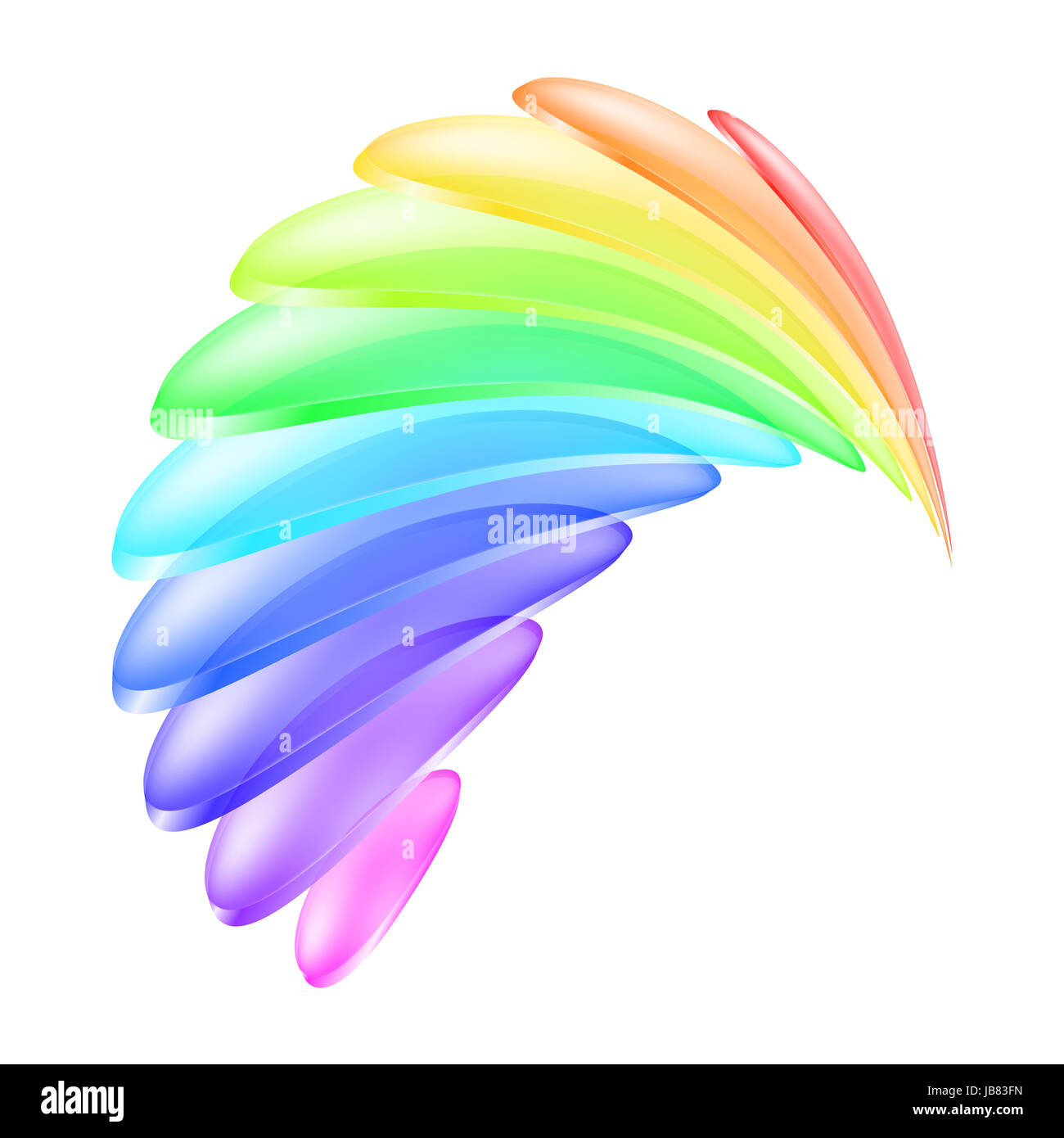 Abstract curved shape made of colorful transparent layers. Illustration ...