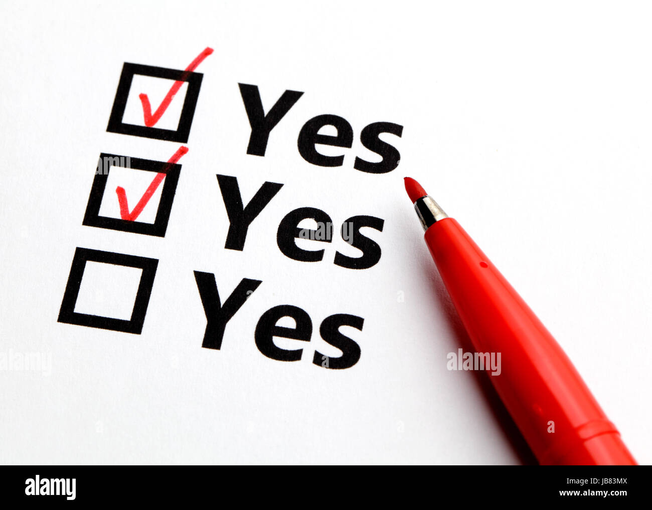 Yes check box Stock Photo - Alamy